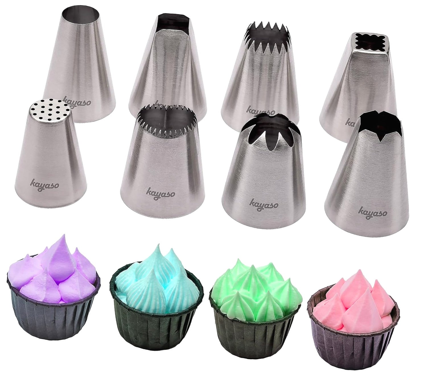GZHJMY Piping Tips Set – 8 Extra Large Steel Icing Tips with 20 Pastry ...