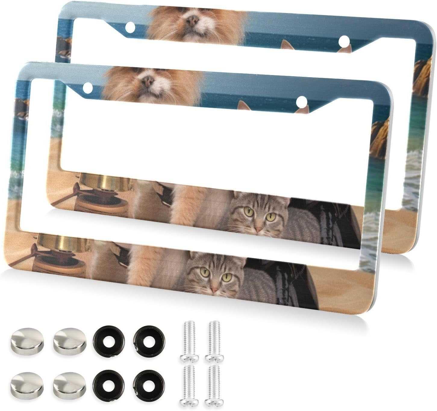 GZHJMY Pirate Cats License Plate Frames 2 Pack Aluminum License Plate ...