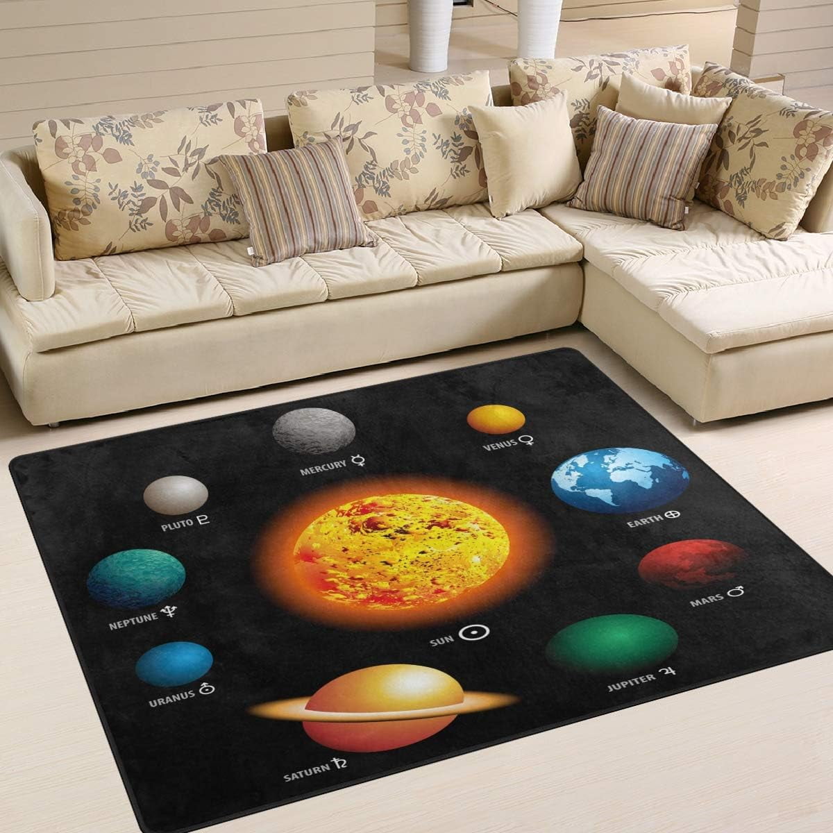 GZHJMY Planet Solar System Space Universe StarArea Rug Living Room Rugs ...