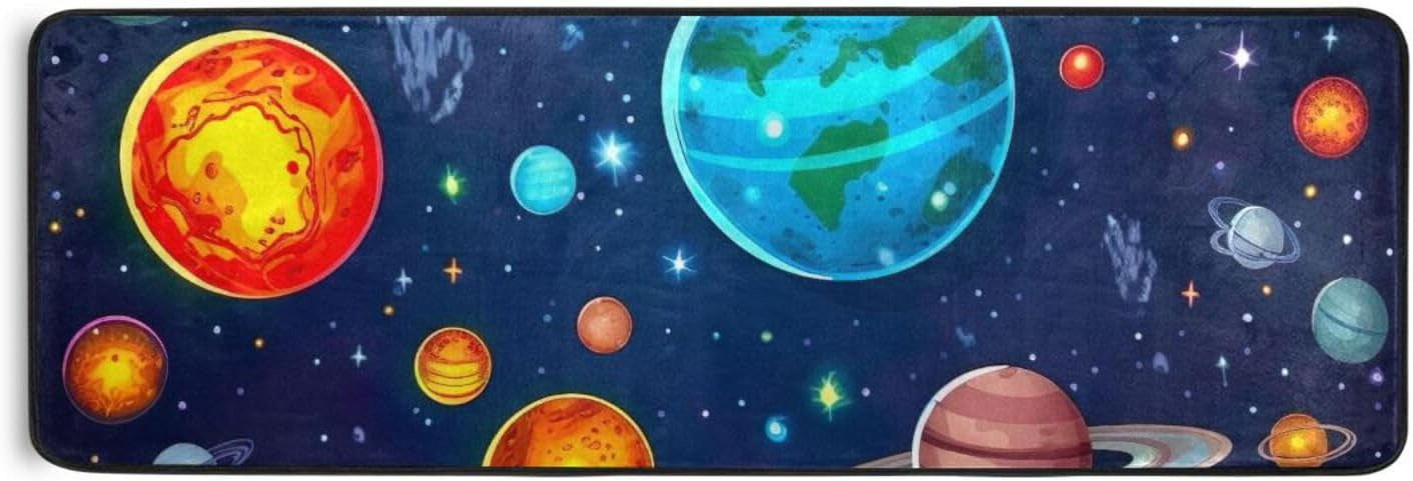 GZHJMY Planets in Space Area Rug - 2' x 6' Washable Runner Rugs with ...