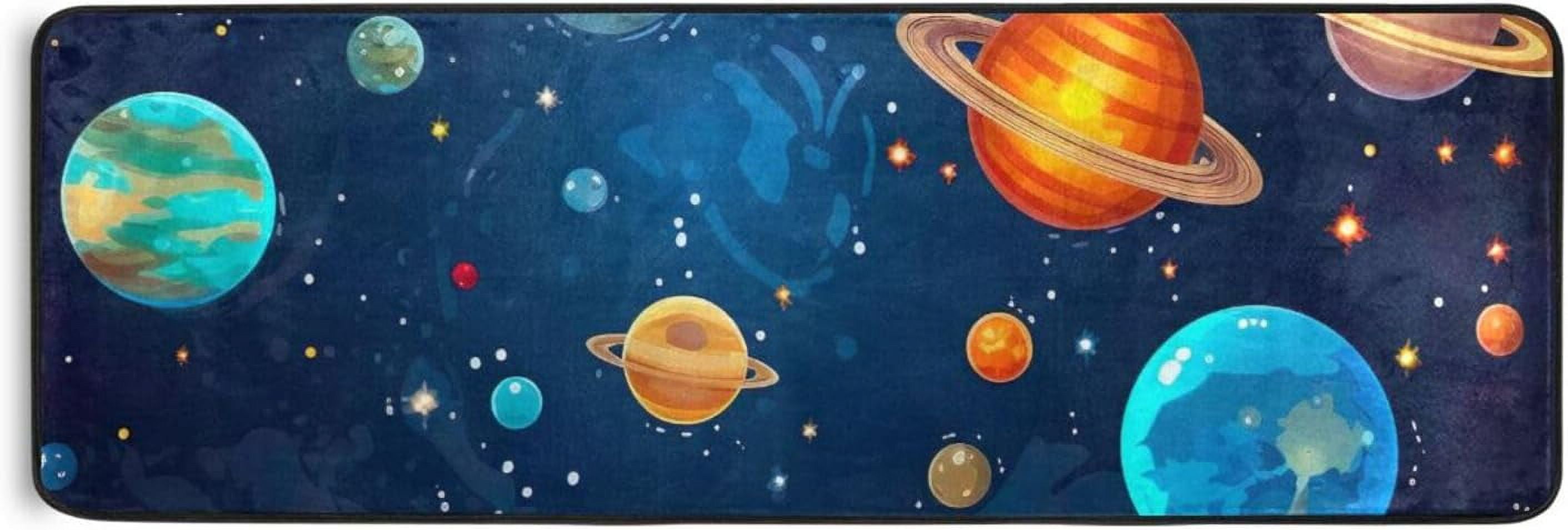 GZHJMY Planets in Space Area Rug - 2' x 6' Washable Runner Rugs with ...