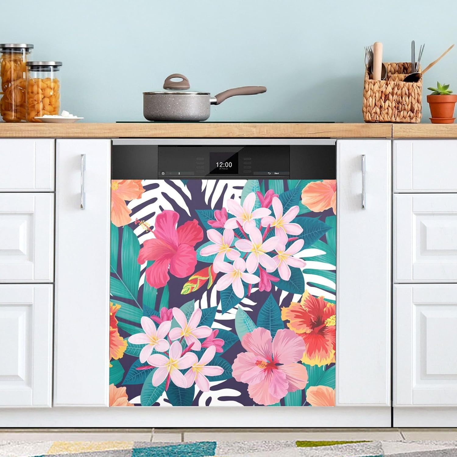 GZHJMY Plumeria Flowers Dishwasher Magnet Cover Dishwasher Front Door ...
