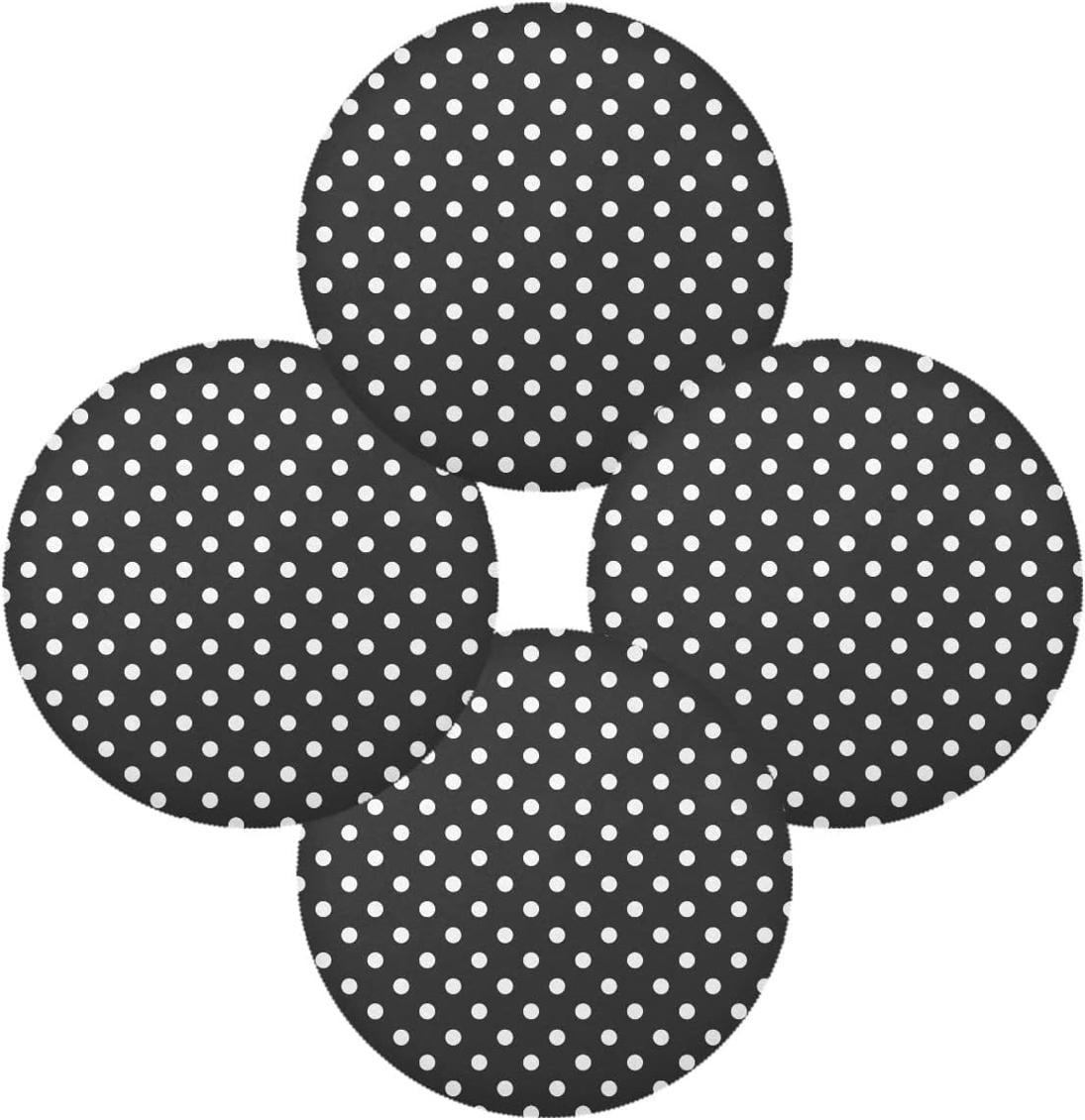 GZHJMY Polka Dot Black and White Round Placemats Set of 4, Non-Slip ...