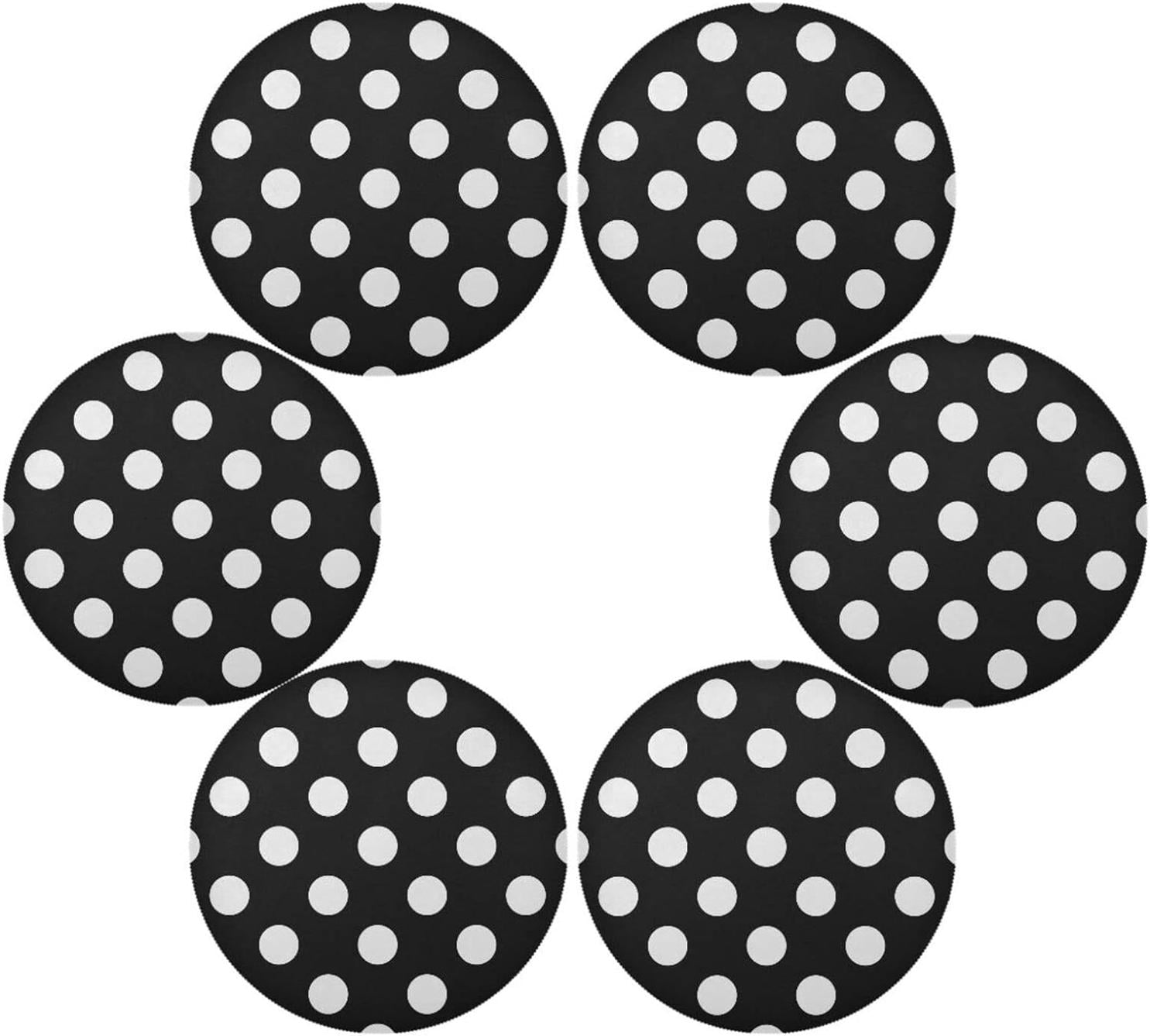 GZHJMY Polka Dot Black and White Round Placemats Set of 6,Non-Slip Heat ...