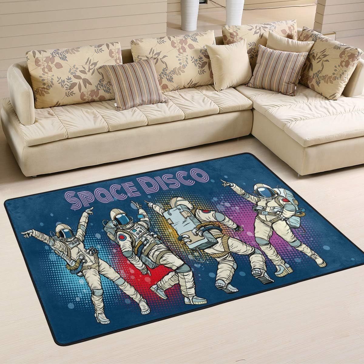 GZHJMY Pop Retro Comic Disco Dancing Astronauts Area Rug 2x3 Modern ...