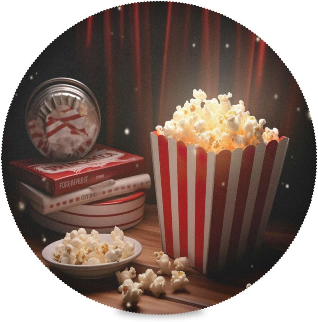 GZHJMY Popcorn and Movie Round Placemats 15.4in, Washable Heat ...
