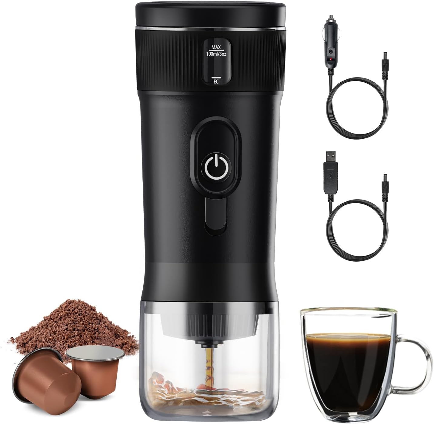 GZHJMY Portable Coffee Maker Mini Espresso Coffee Mane 100W Car Coffee ...