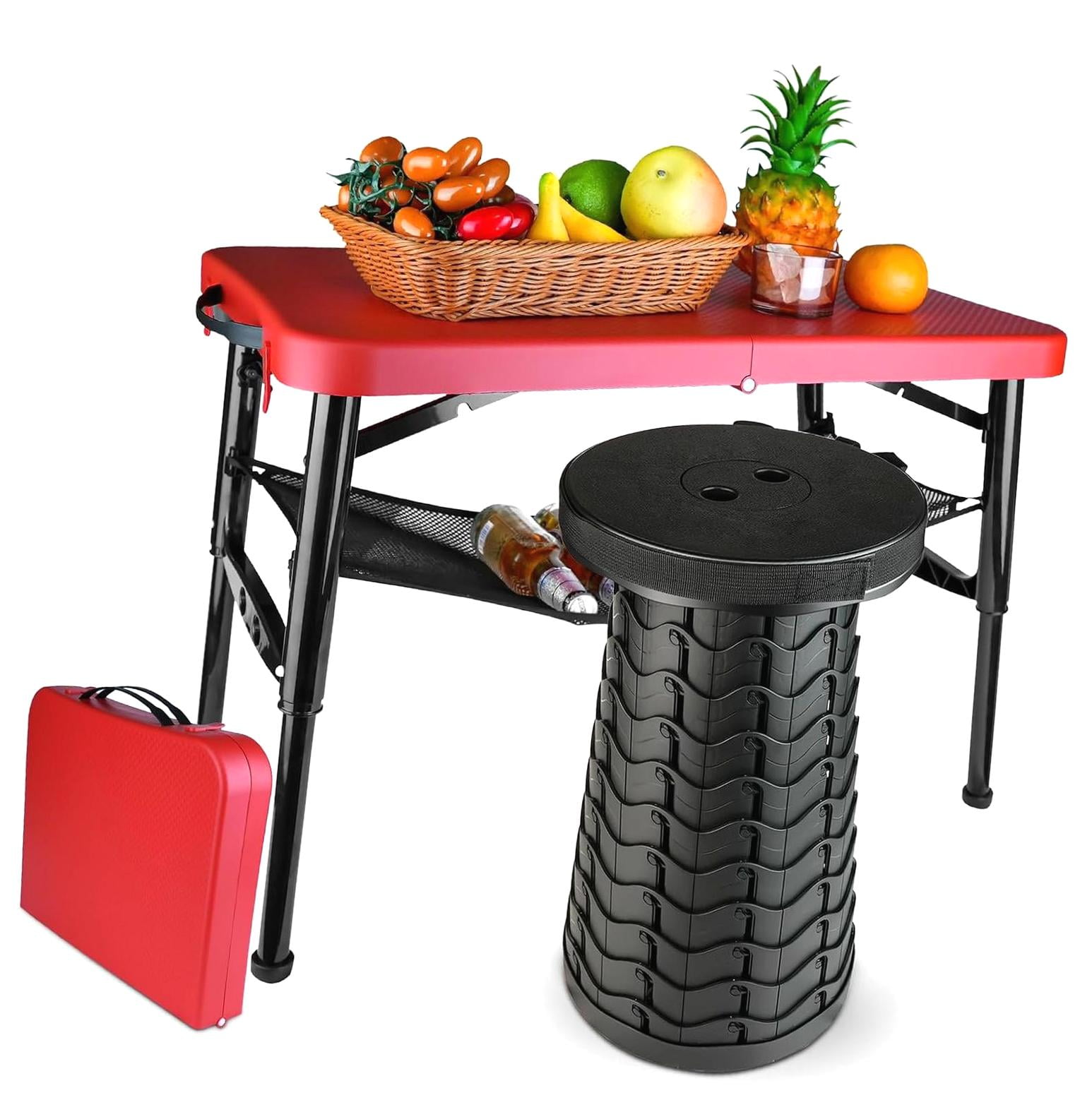 GZHJMY Portable Folding Table and Stool Set, Lightweight Foldable Table ...