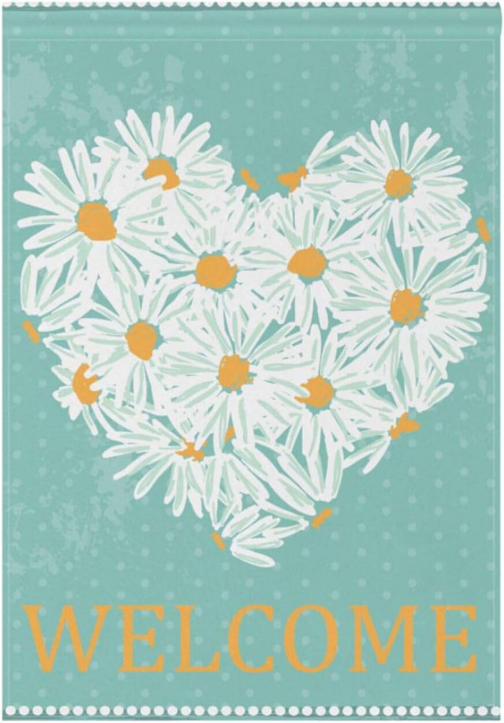 GZHJMY Pretty Daisies Heart Welcome Garden Flag 12 x 18 Inch Vertical ...