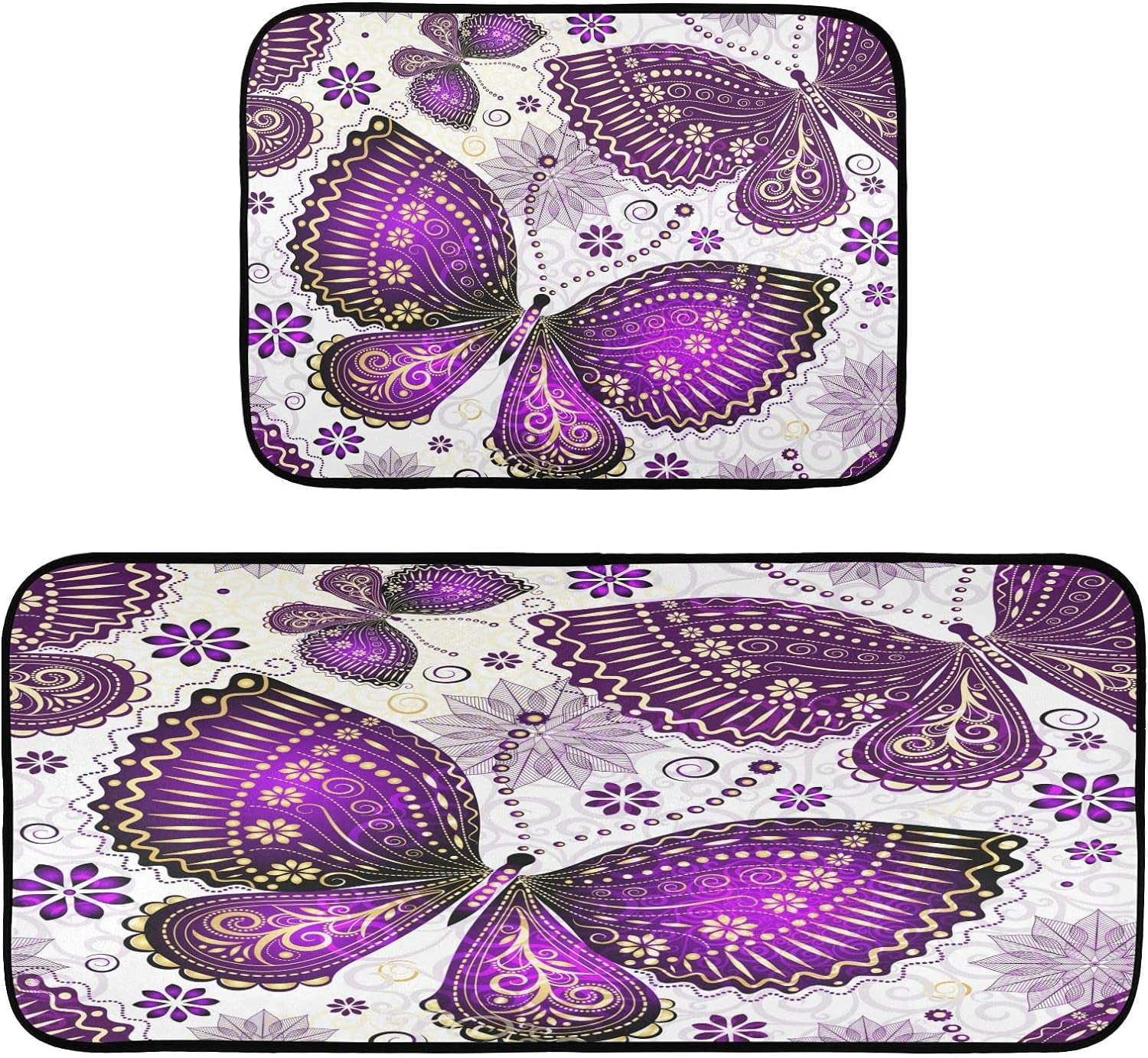 GZHJMY Pretty Purple Butterfly Anti Fatigue Mats for Kitchen Floor,Set ...