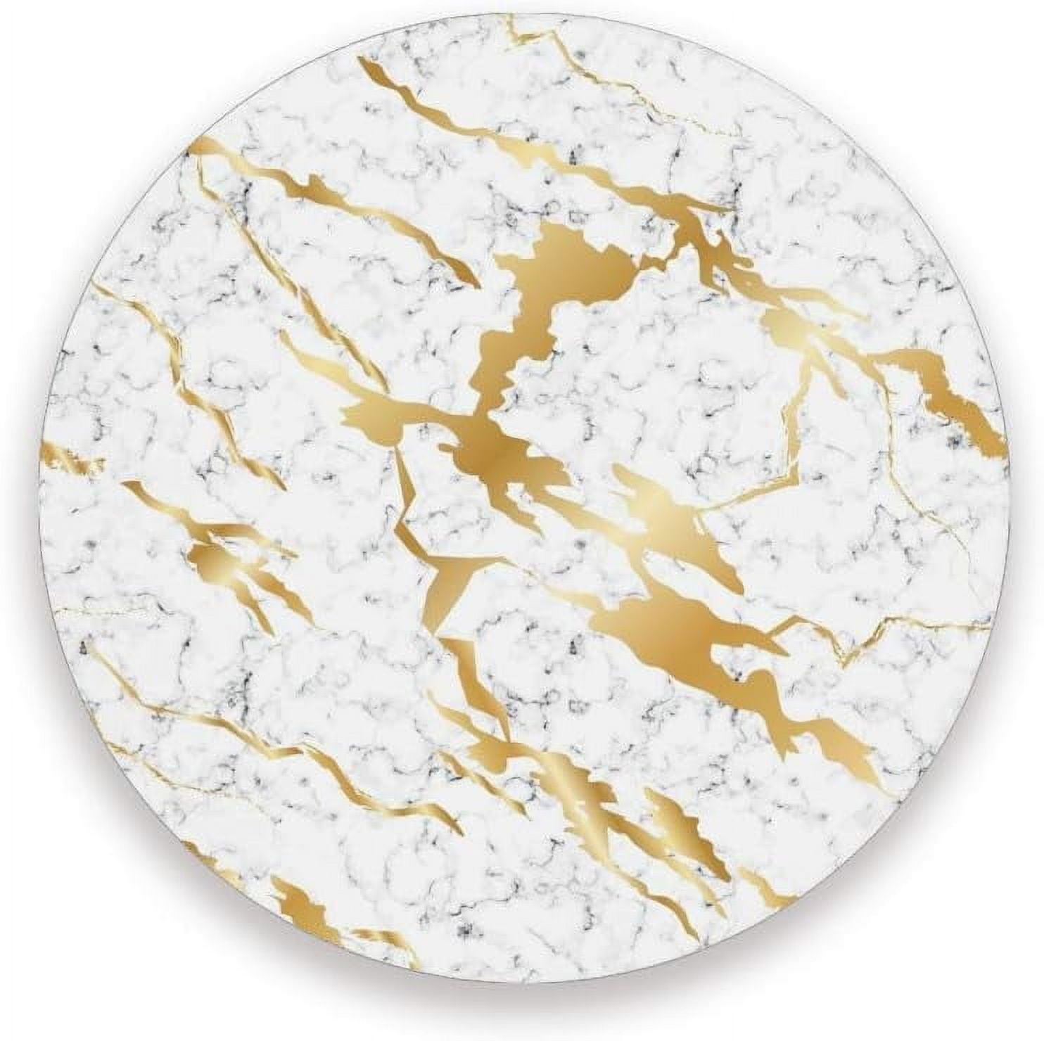 GZHJMY Printed Round Gold Marble Background Ceramic Coasters with Cork ...