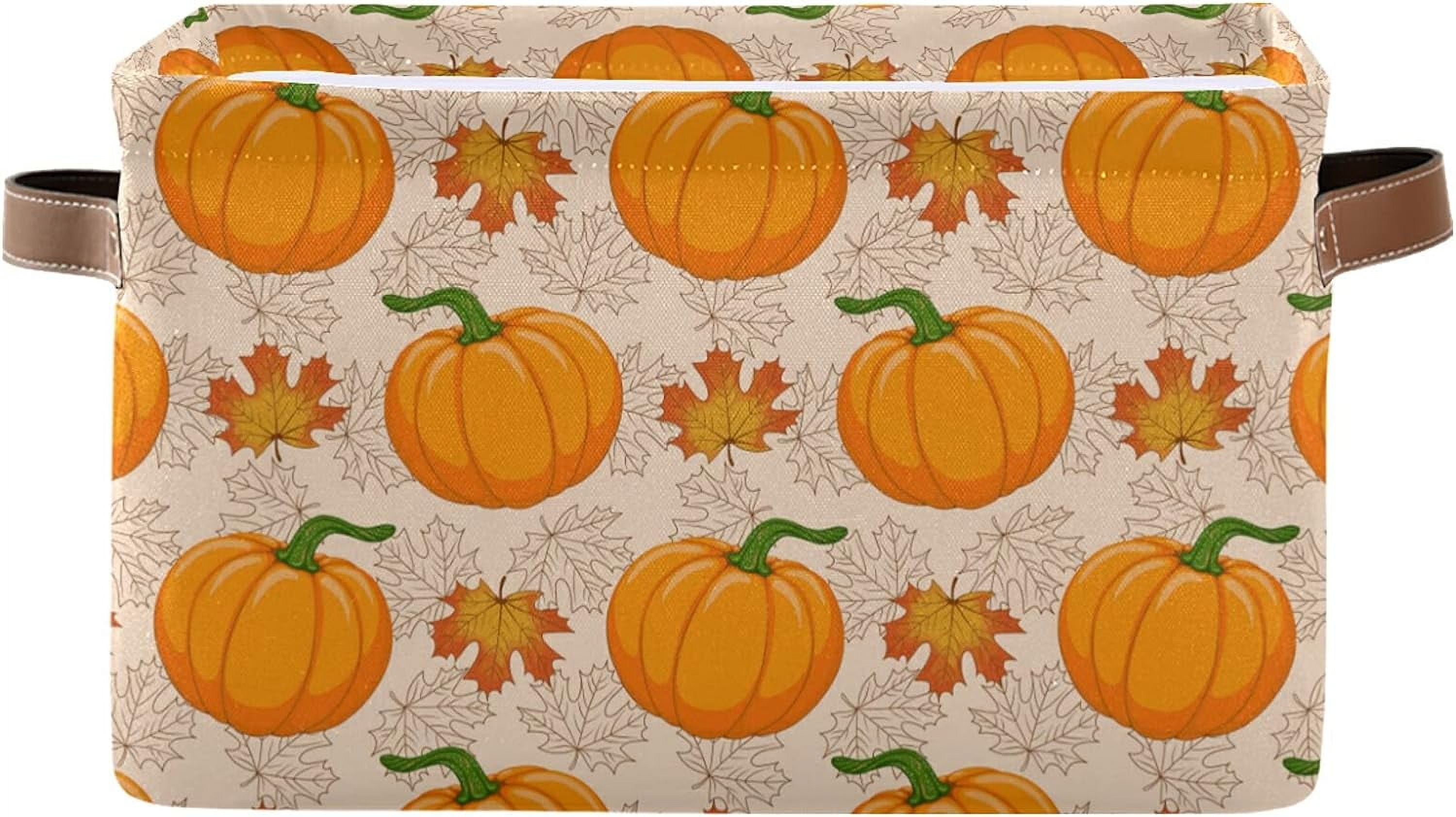 GZHJMY Pumpkin Storage Bins Collapsible with Handle, 2PCS Rectangle ...