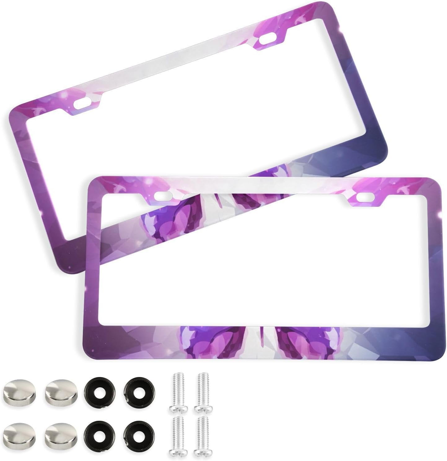 GZHJMY Purple Abstract Butterfly License Plate Frames 2 Pack Aluminum ...
