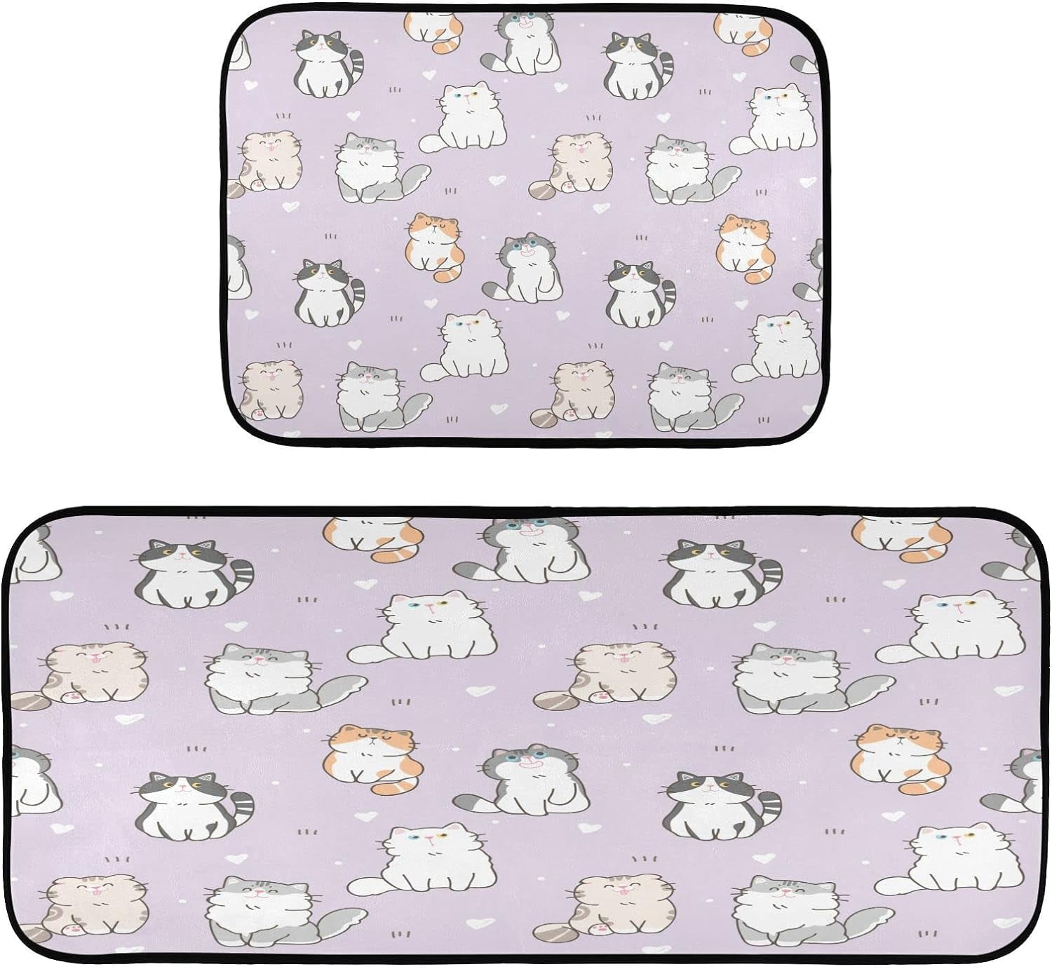 GZHJMY Purple Cat Anti Fatigue Mats for Kitchen Floor,Set of 2 Non Skid ...