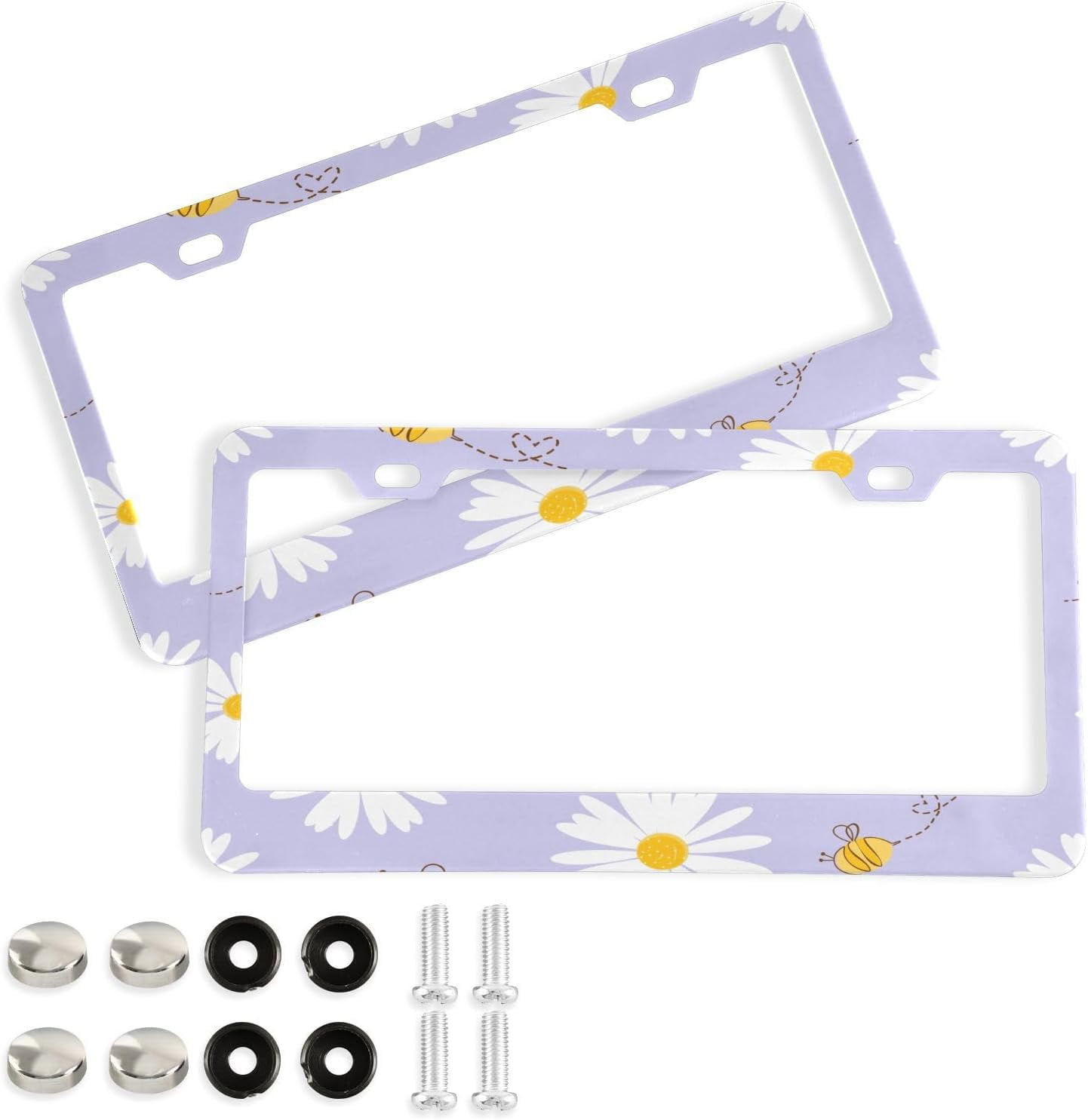 GZHJMY Purple Daisies License Plate Frames Set of 2, Universal Aluminum ...
