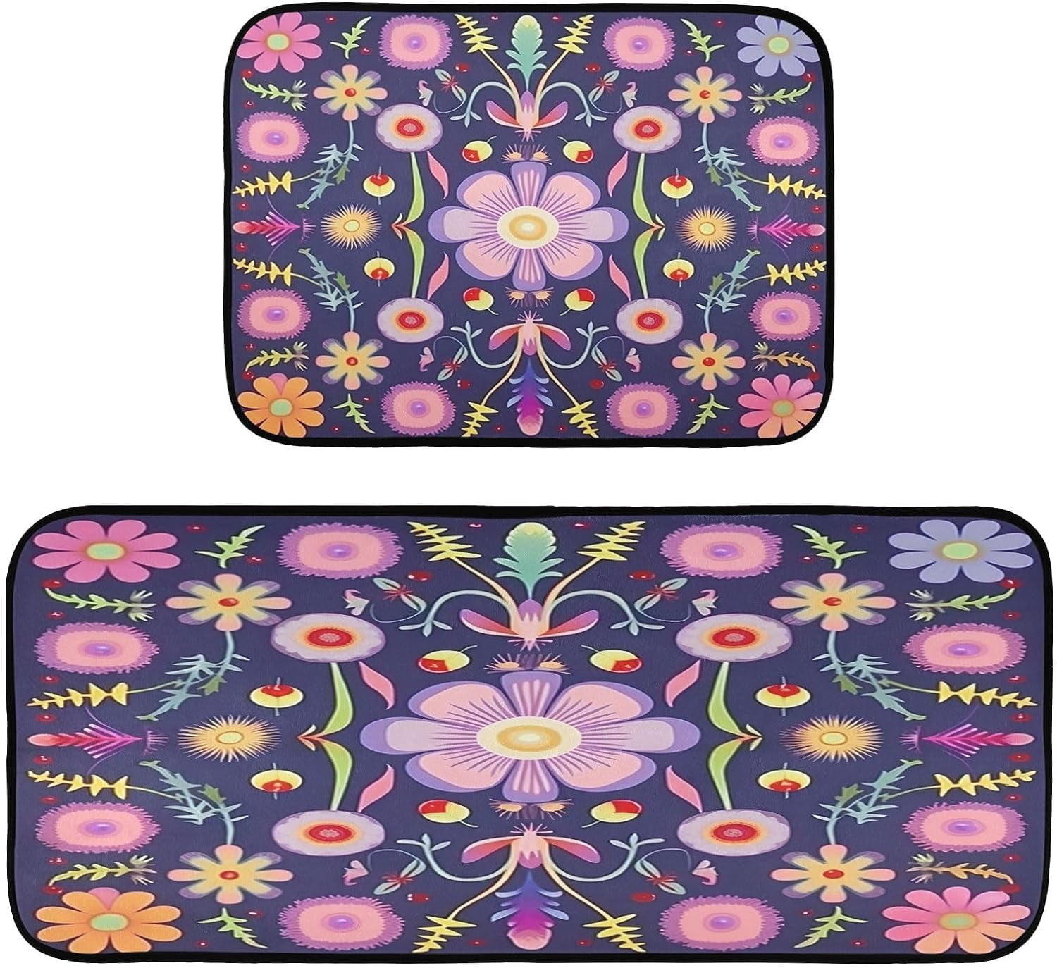 GZHJMY Purple Flower Kitchen Mats 2 PCS,Anti-Fatigue Non Slip Kitchen ...