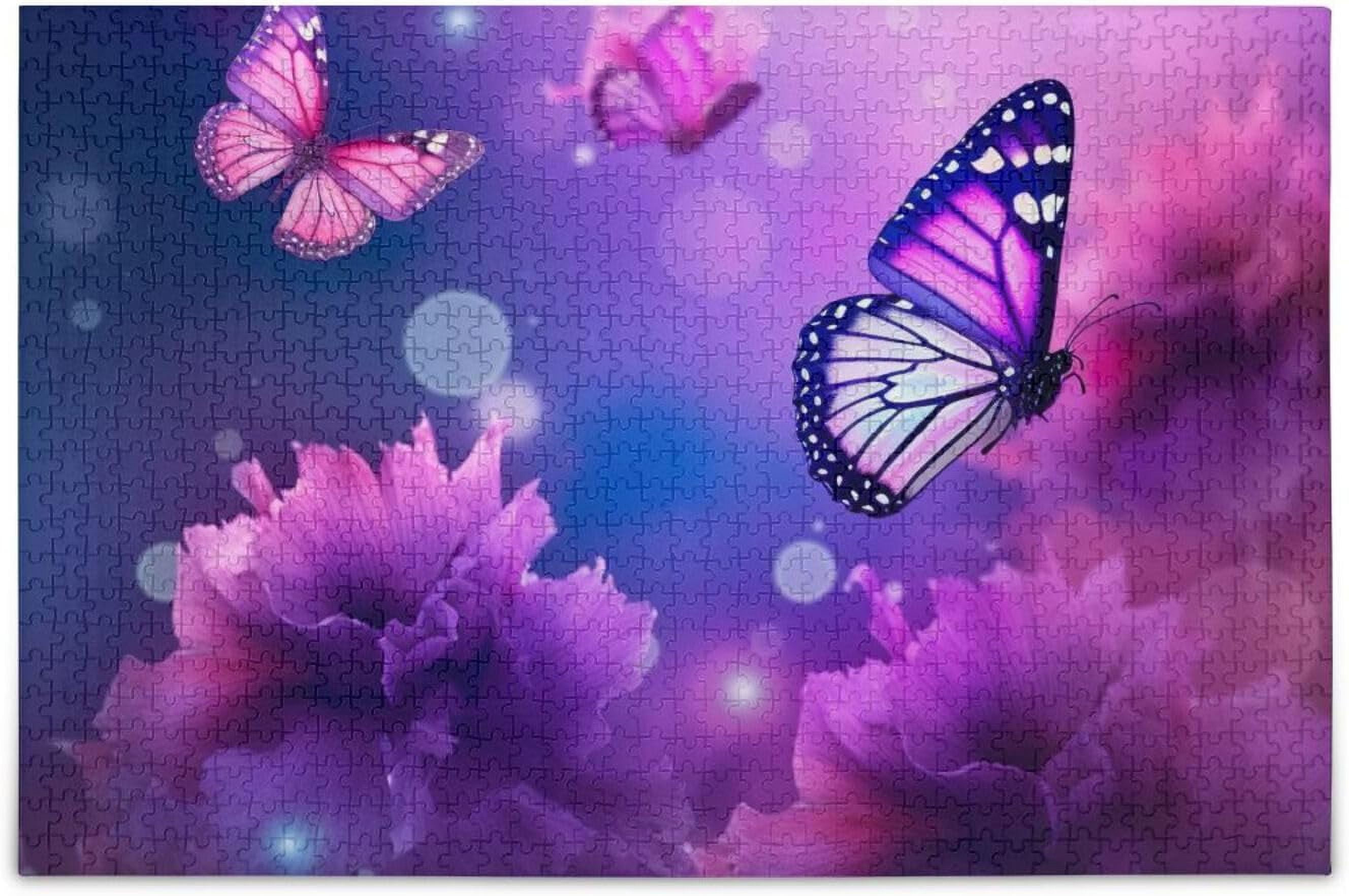 GZHJMY Purple Flowers and Butterflies Wooden Jigsaw Puzzles ...