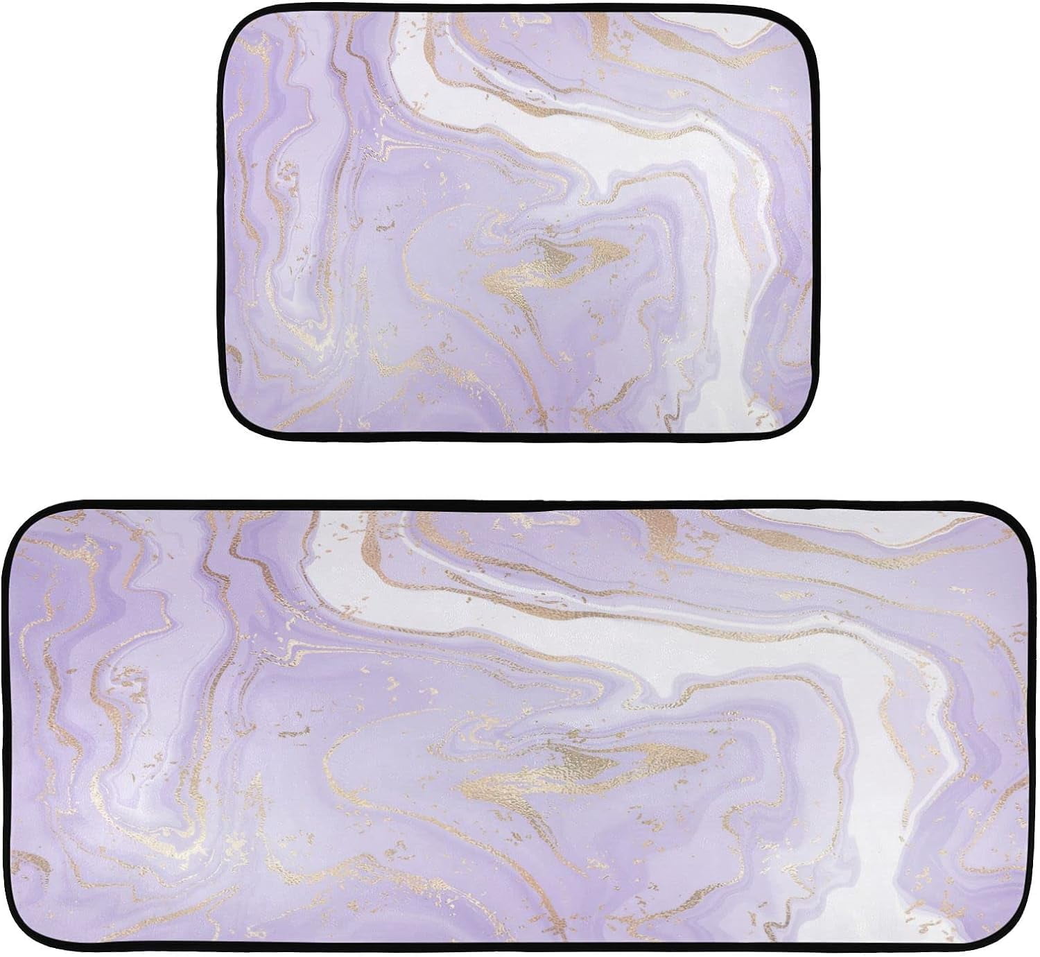 GZHJMY Purple Marble Anti Fatigue Mats for Kitchen Floor,Set of 2 Non ...