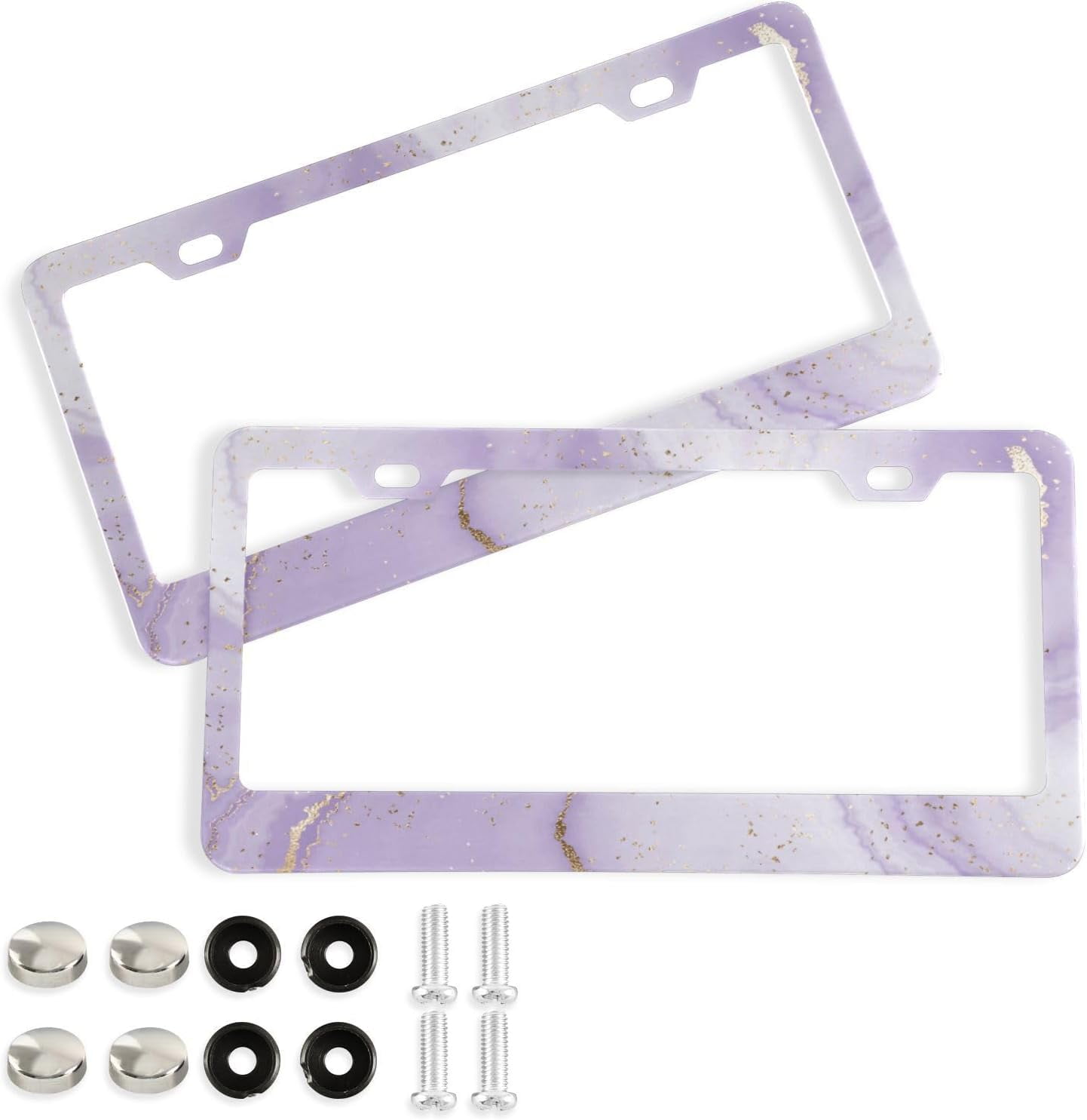 GZHJMY Purple Marble Car License Plate Frame, 2 Pack Aluminum License ...