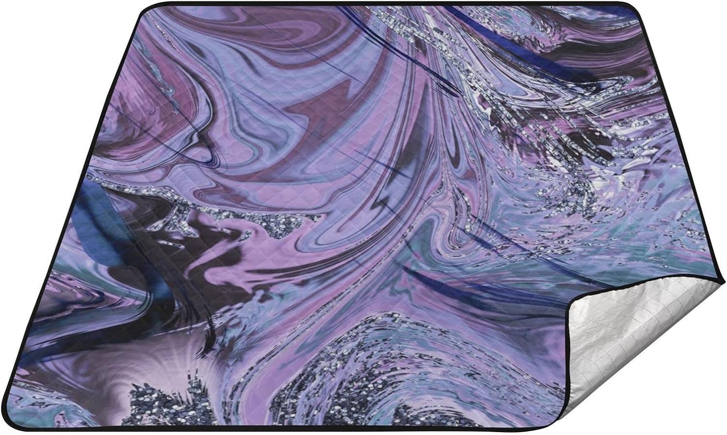 GZHJMY Purple Marble Large Picnic & Outdoor Beach Blanket, Waterproof ...