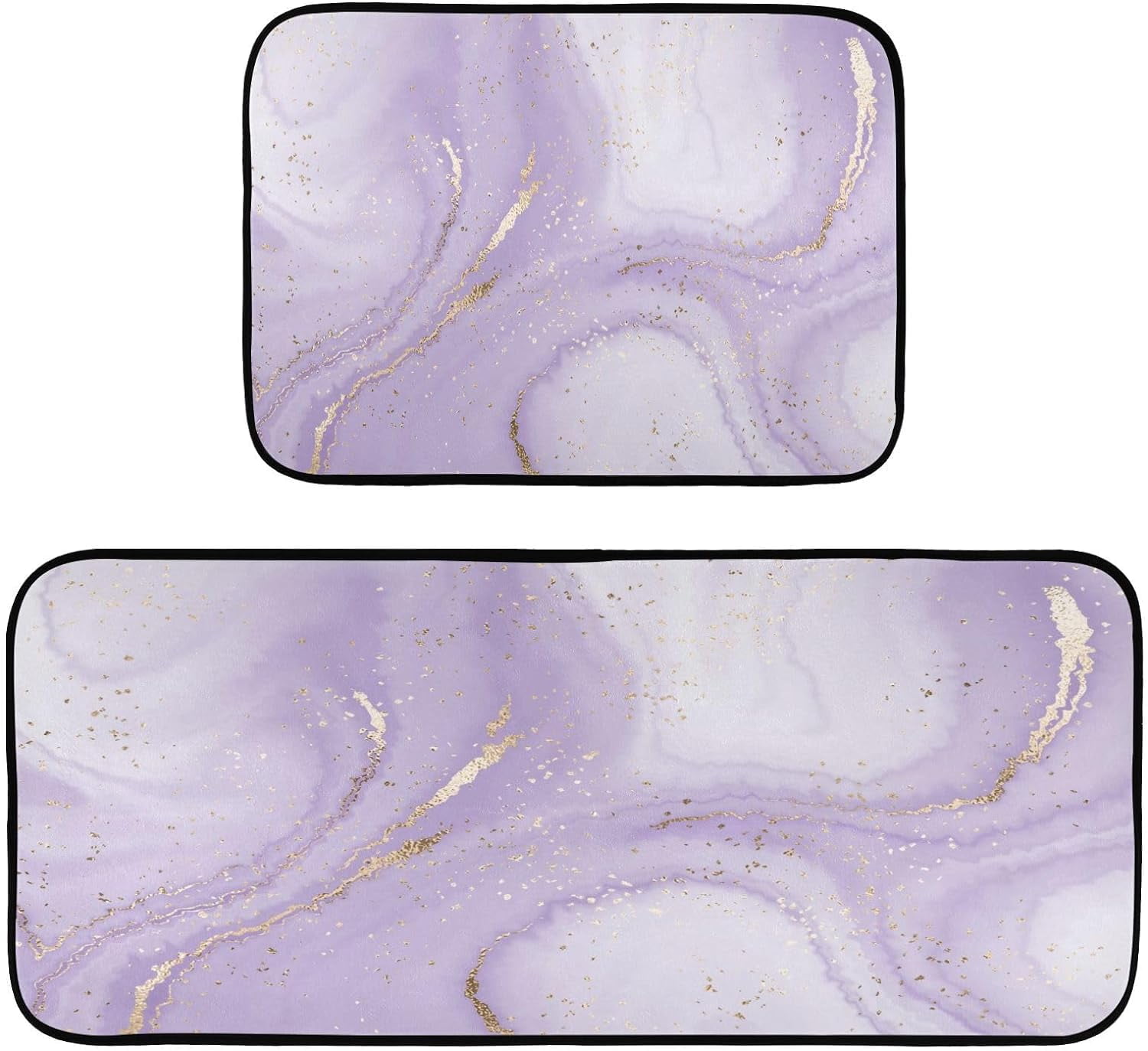 GZHJMY Purple Marble Ripple Kitchen Rug Set of 2 Non Slip Washable ...