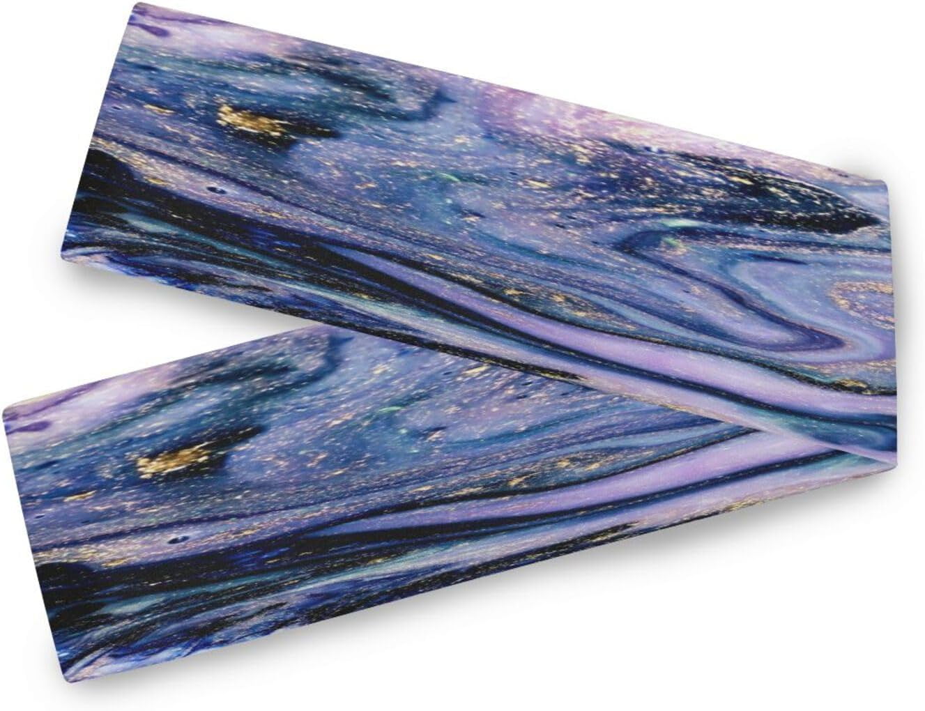 GZHJMY Purple Marble Texture Table Runner Machine Washable Polyester ...