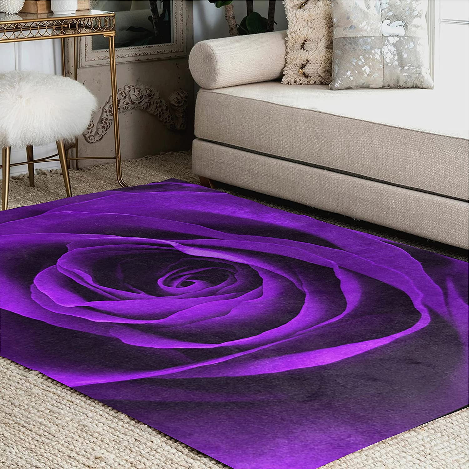 GZHJMY Purple Rose Flower Valentine's DayArea Rug Living Room Rugs - 5 ...