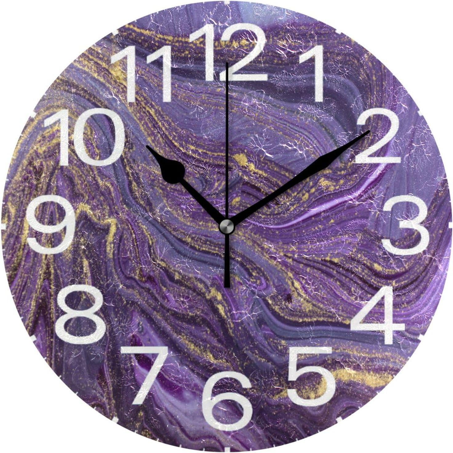 GZHJMY Purple Wave Wall Clock,Silent Non Ticking 10 Inch Battery ...