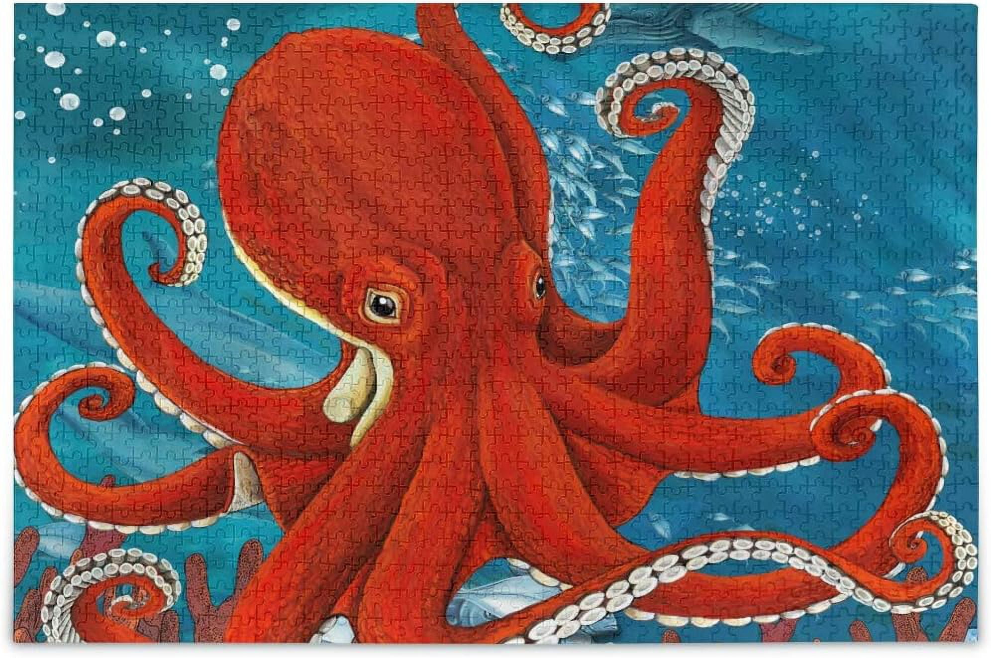 GZHJMY Puzzles for Adults 1000 Piece Ocean Cute Red Octopus Jigsaw ...
