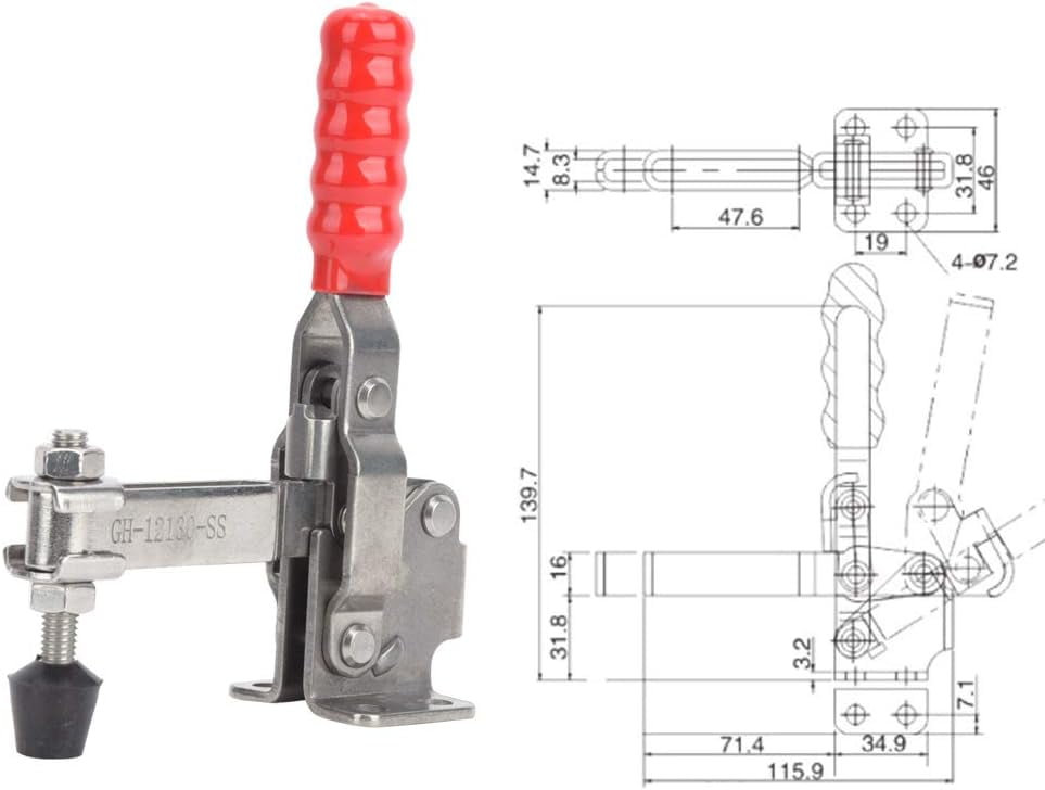 GZHJMY Quick Toggle Clamp 304 Stainless Steel Toggle Clamp Antislip ...