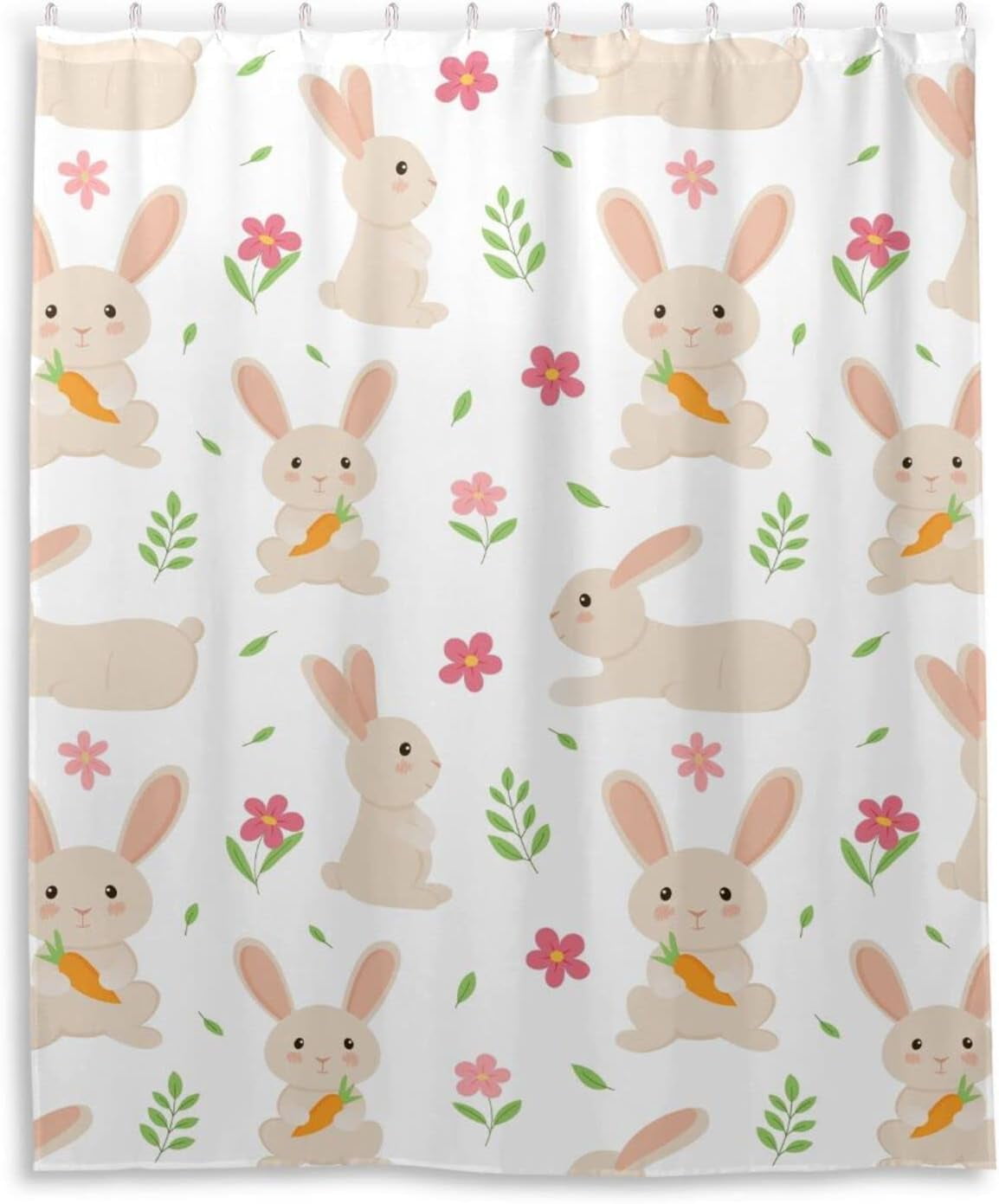 GZHJMY Rabbit Shower Curtain Waterproof Fabric Bath Curtain with Hooks ...