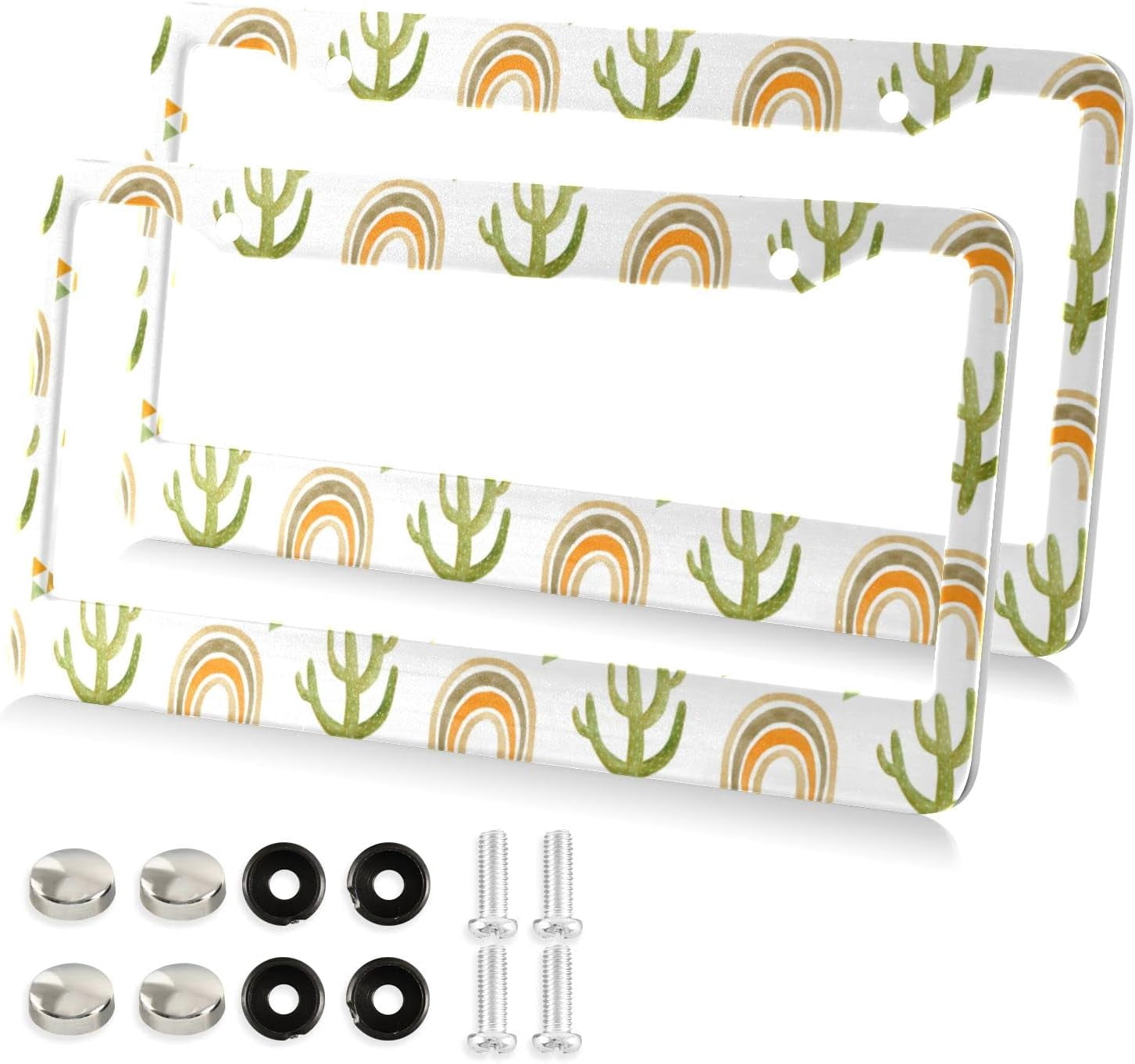 GZHJMY Rainbow Cactus Boho Tribal License Plate Frames for Women Men 2 ...