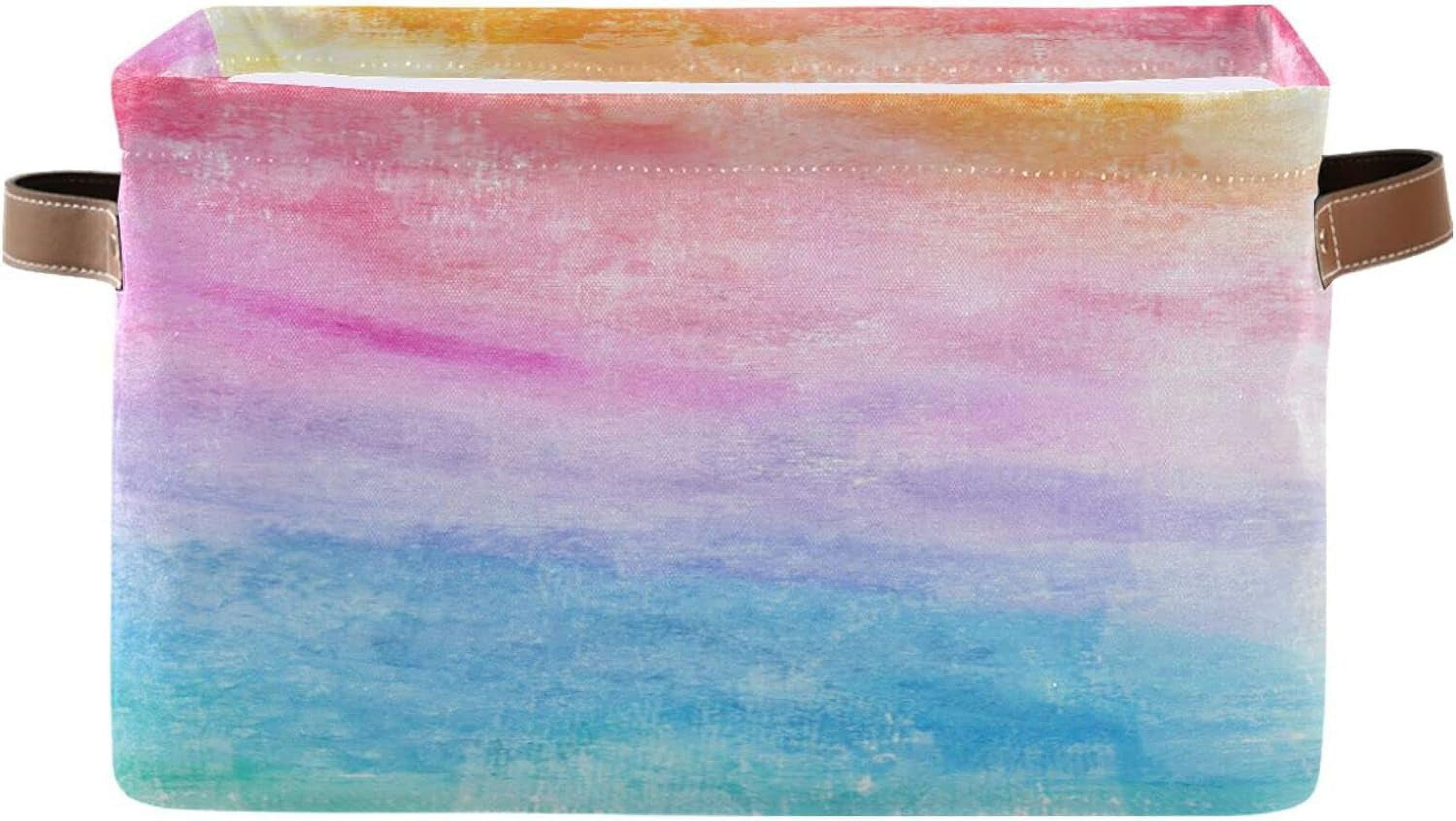 GZHJMY Rainbow Colors Storage Basket with Handles Collapsible Storage ...