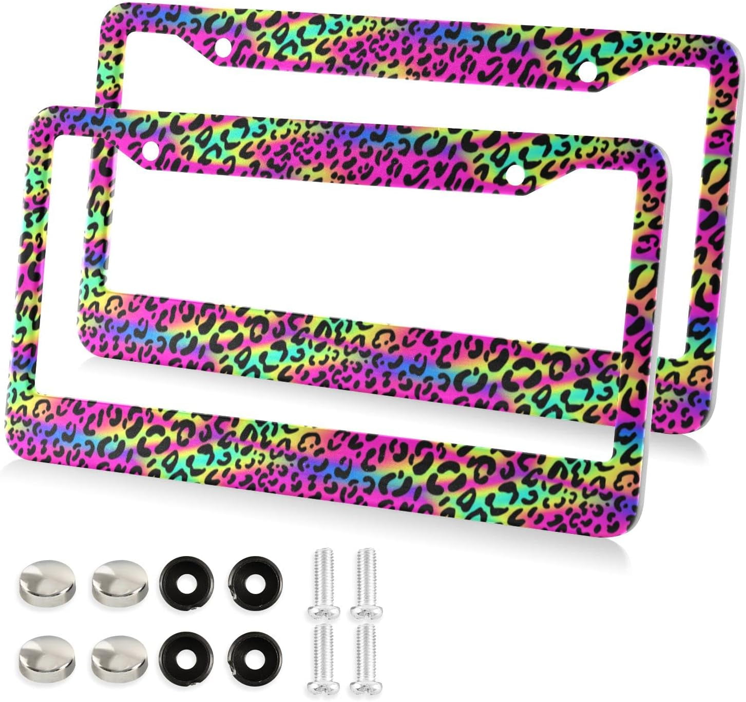 GZHJMY Rainbow Leopard Print Cheetah Neo License Plate Frames for Women ...