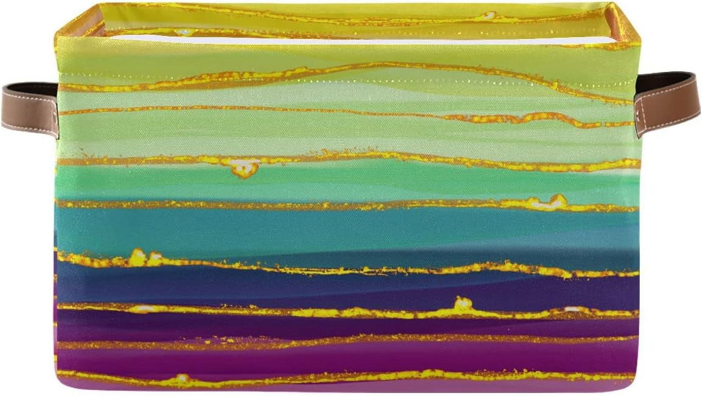 GZHJMY Rainbow Line Abstract Square Storage Basket Storage Bins Canvas ...