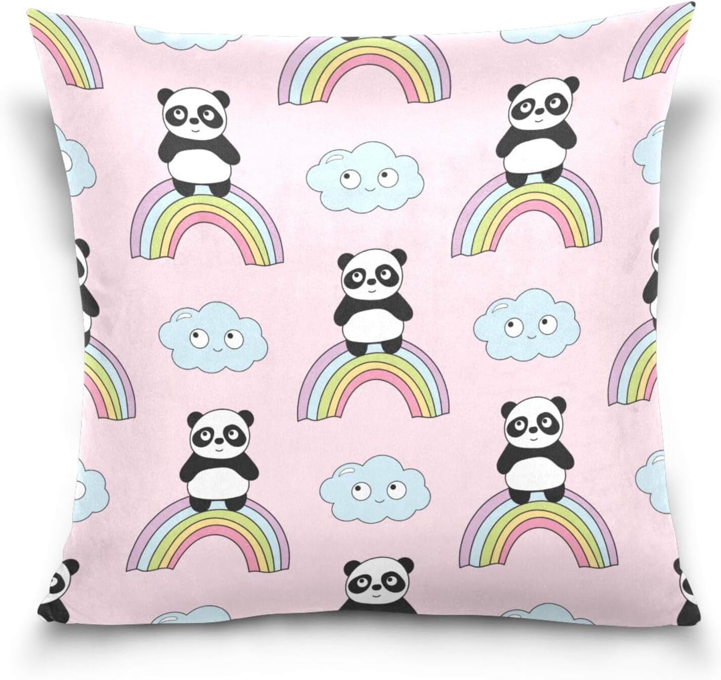 GZHJMY Rainbow Pandas Pillow Cover 20 x 20 Inch, Soft Decorative ...