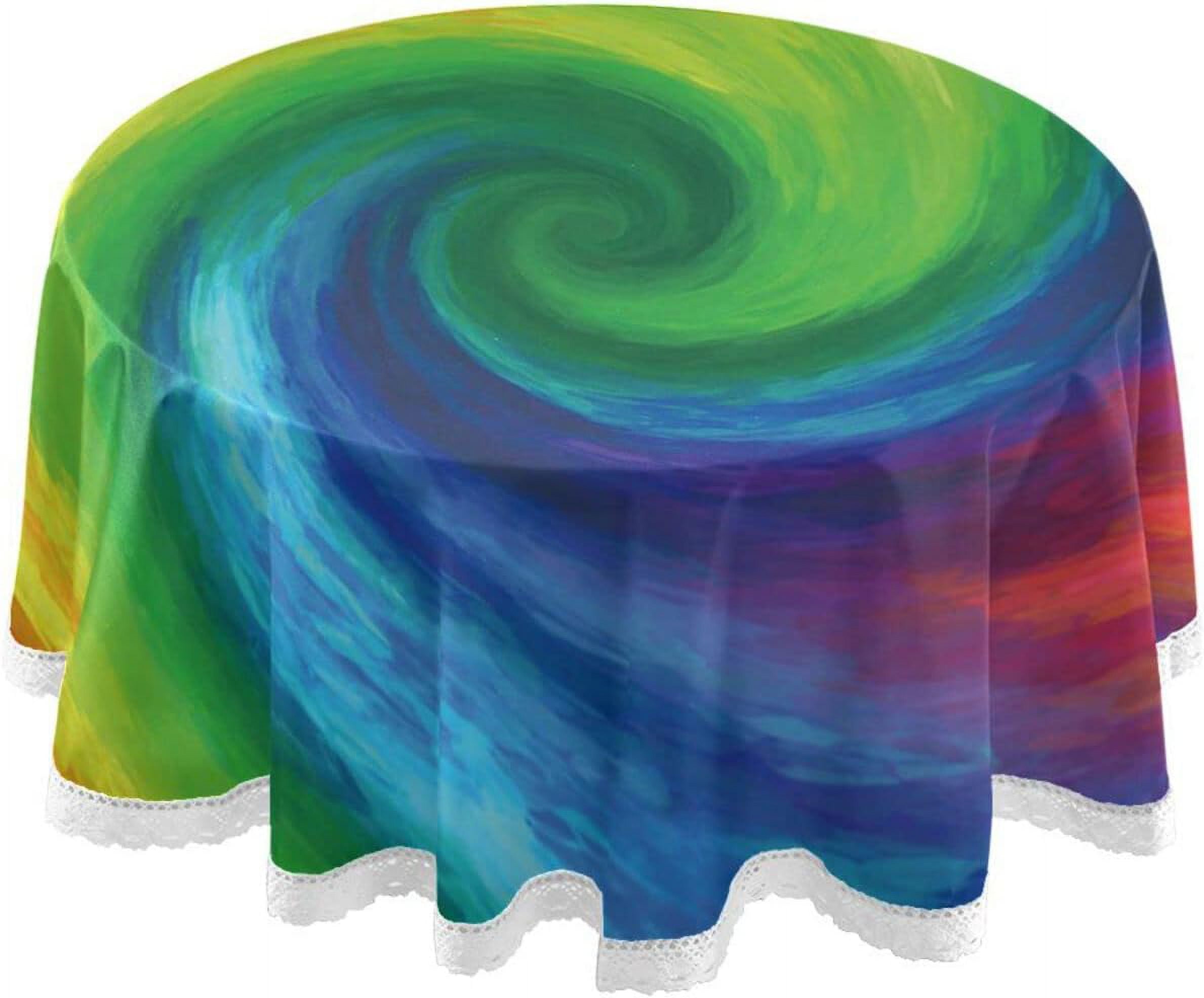 GZHJMY Rainbow Vortex Oil Painting Polyester Fiber Round Lace ...