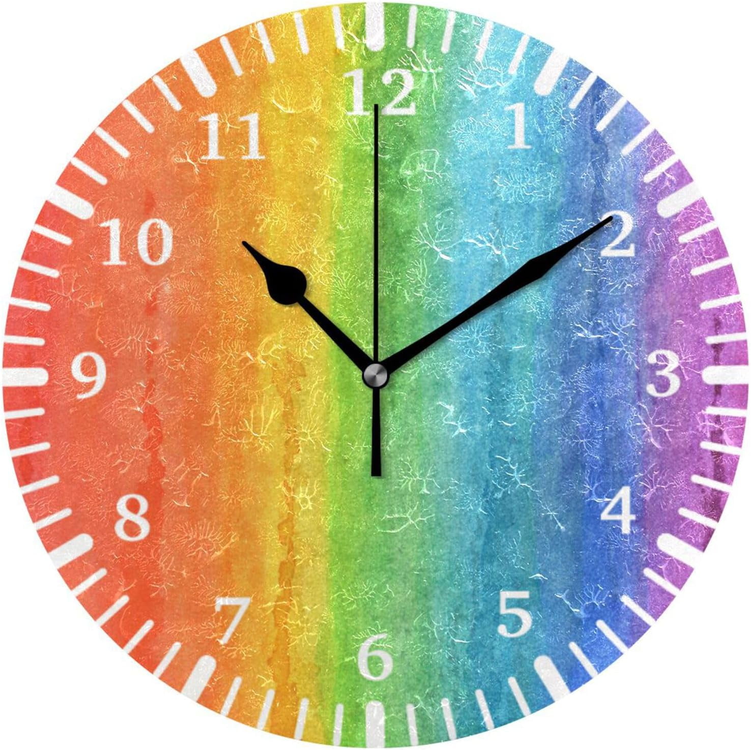GZHJMY Rainbow Wall Clock,Silent Non Ticking 10 Inch Battery Operated ...