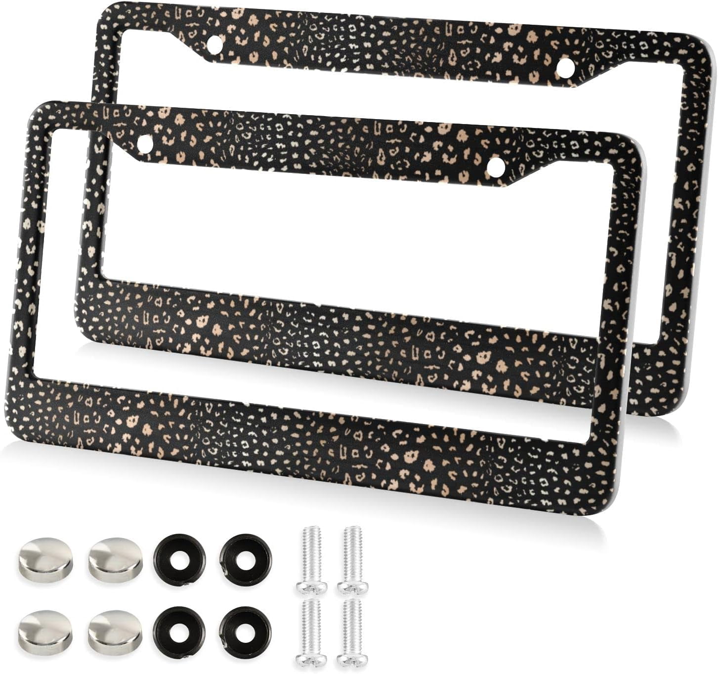 GZHJMY Realistic Leopard Cheetah Print Animal License Plate Frames for ...