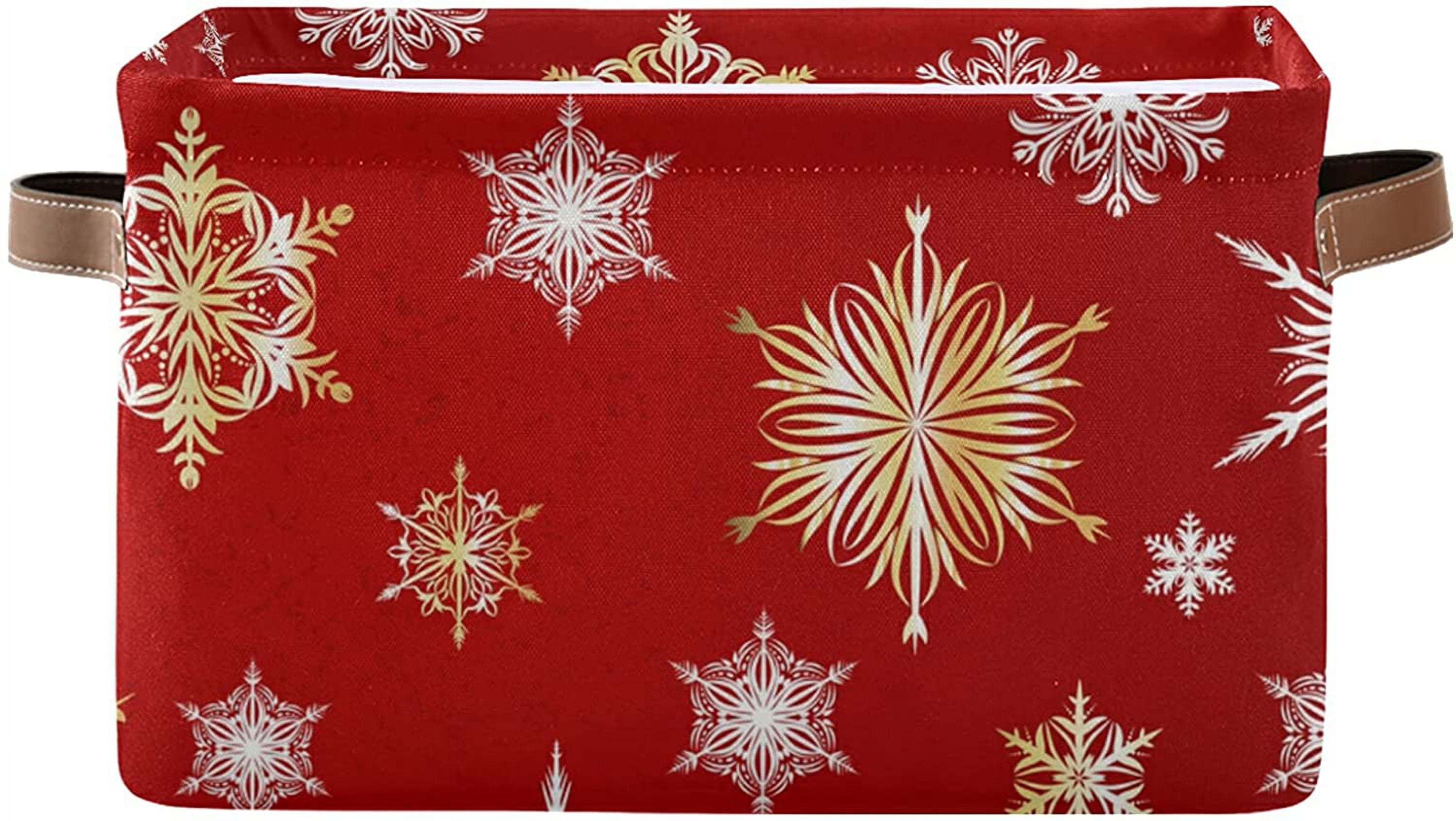 GZHJMY Red Background Snowflakes Storage Bin for Toy Storage Basket ...