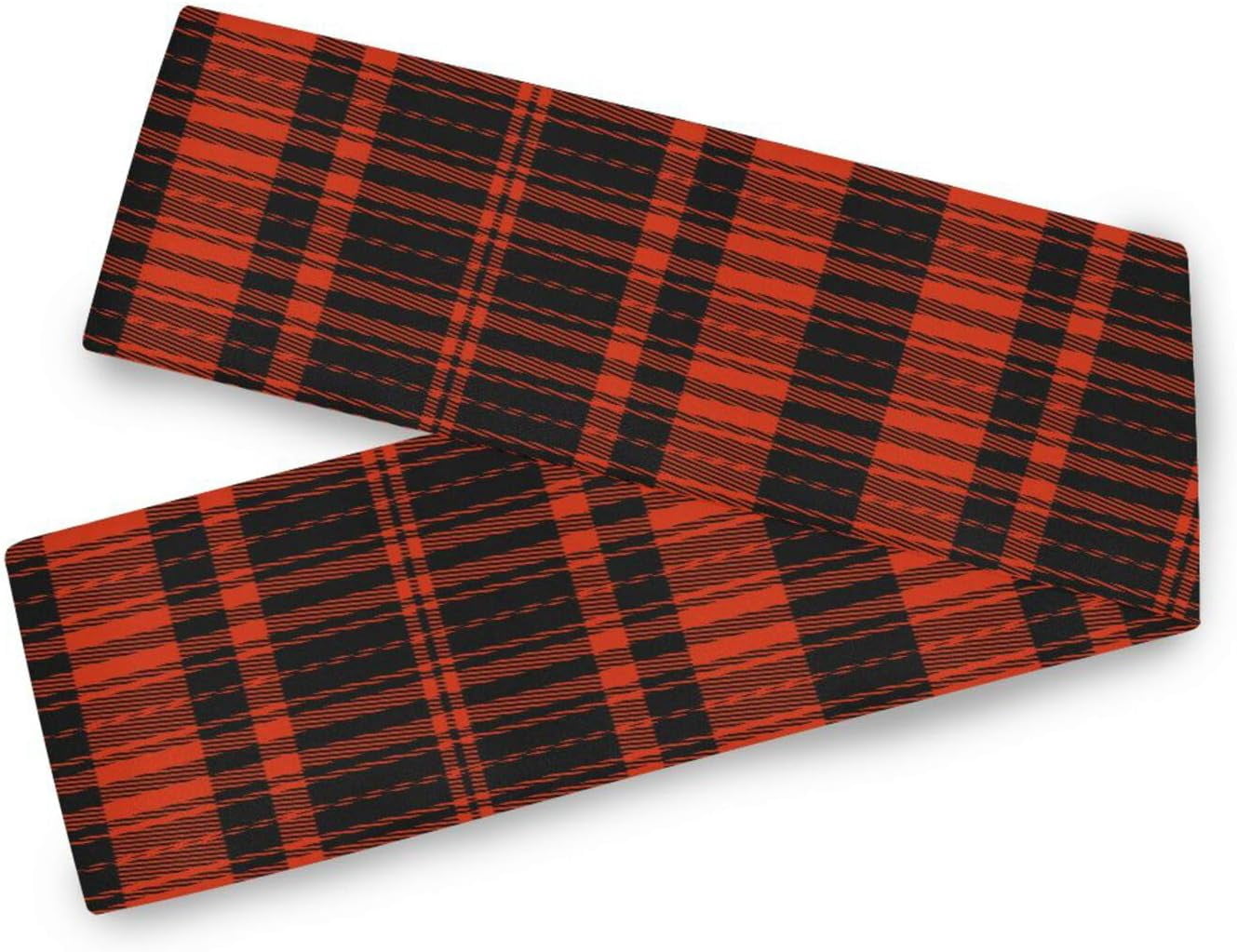GZHJMY Red Black Plaid Table Runner Machine Washable Polyester Table ...