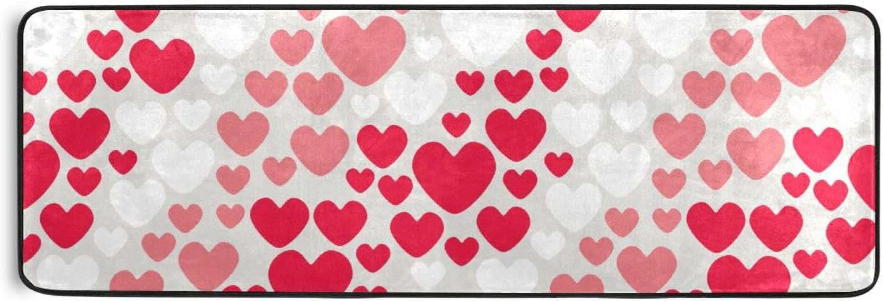 GZHJMY Red Heart Area Rug - 2' x 6' Washable Runner Rugs with Rubber ...