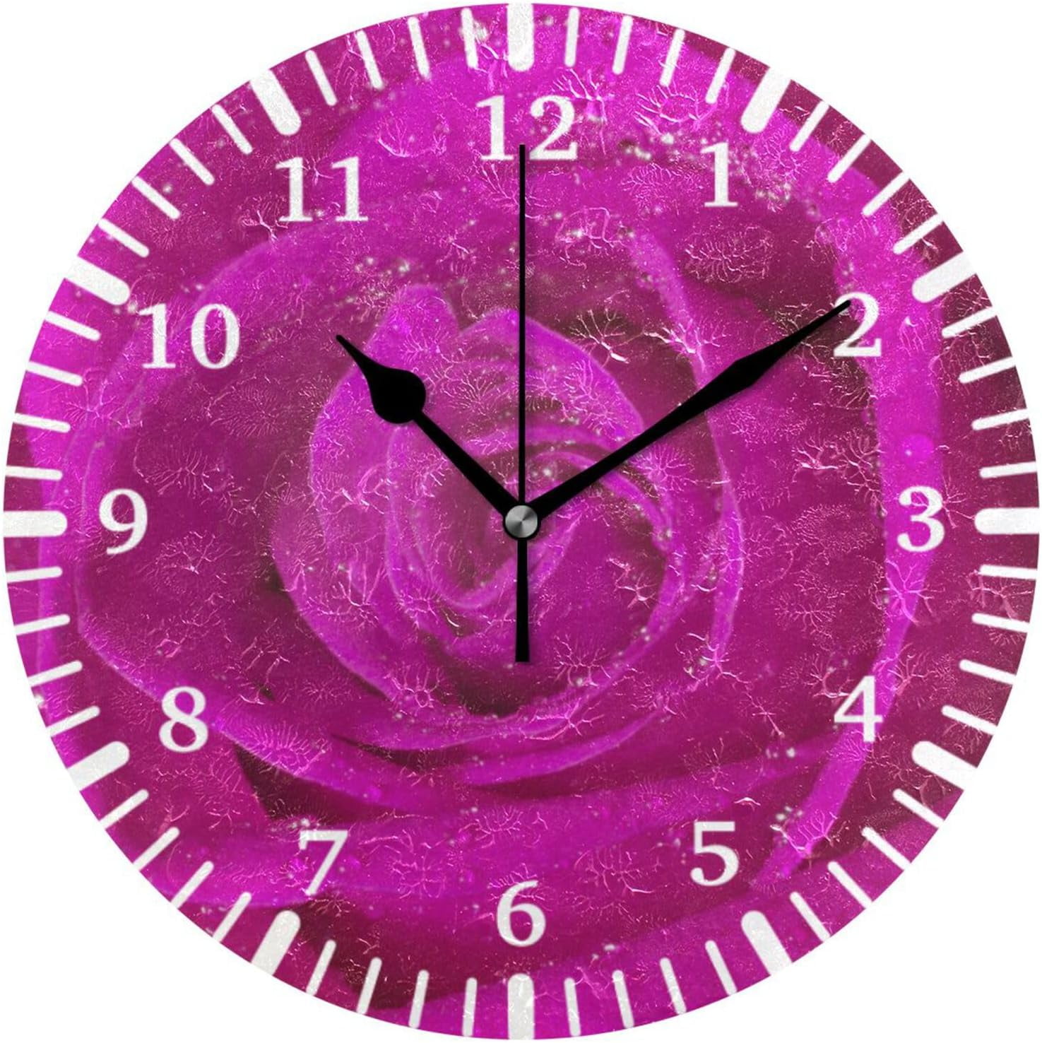 GZHJMY Red Rose Wall Clock,Silent Non Ticking 10 Inch Battery Operated ...