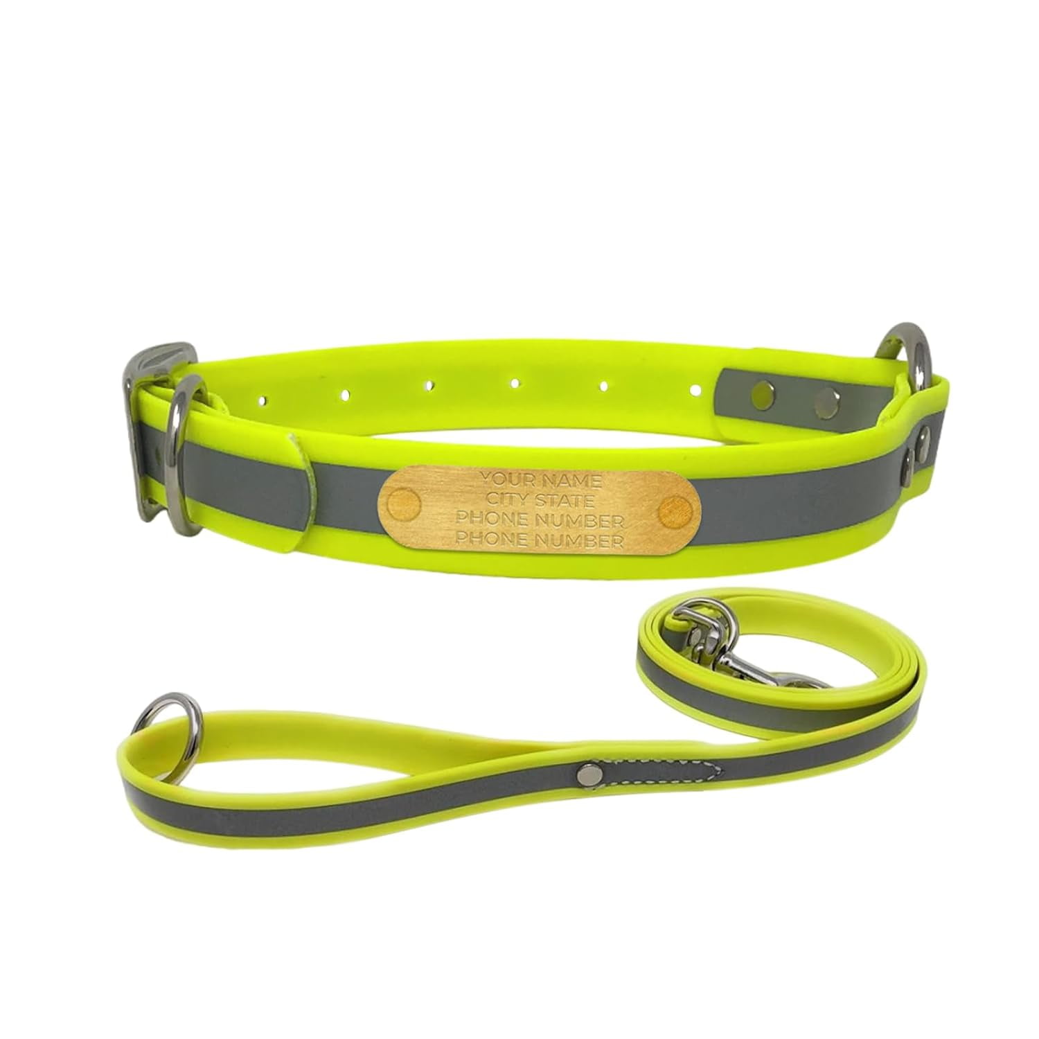 GZHJMY Regal Dog ducts Medium Pink Rective Dog Collar with Engraved Name Plate and Heavy Duty ...