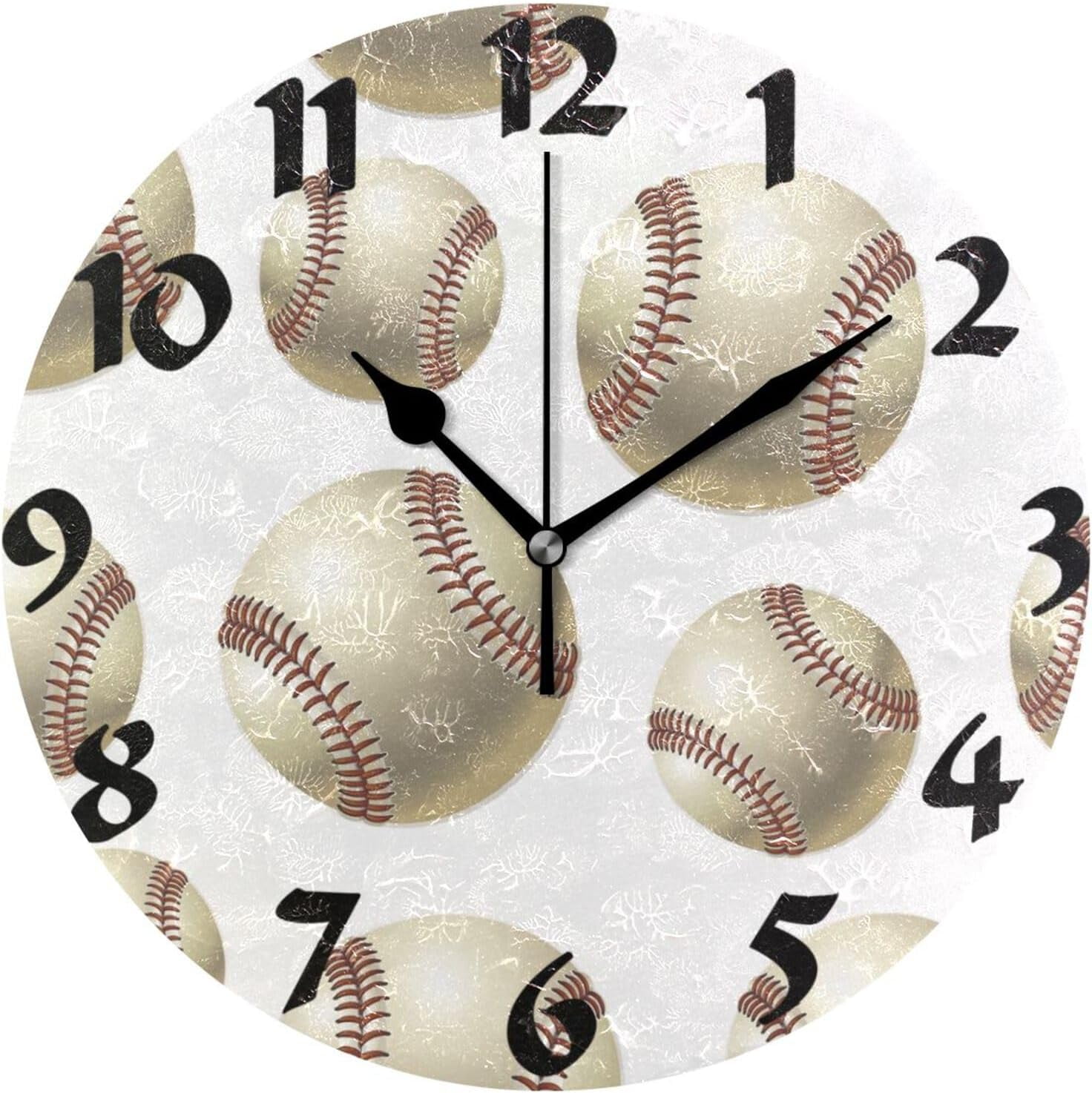 GZHJMY Retro Baseball Wall Clock,Silent Non Ticking 10 Inch Battery ...