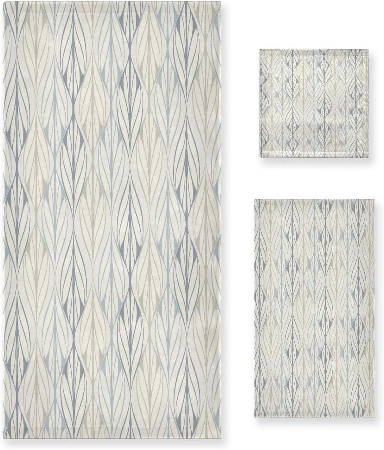 GZHJMY Retro Geometry Towel Set of 3, Ultra Soft and Absorbent Bathroom ...