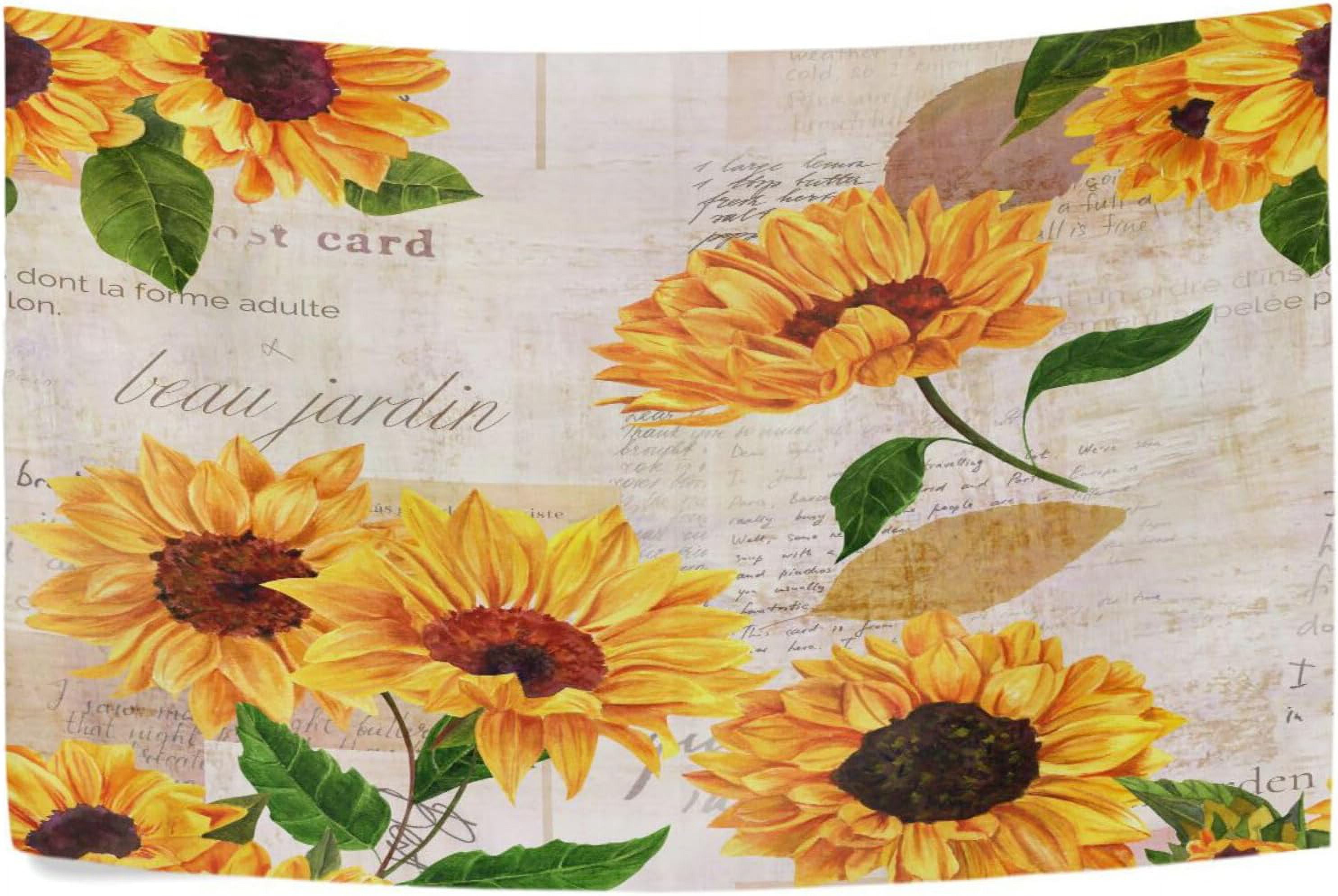 GZHJMY Retro Golden Yellow Sunflower Tapestry Aesthetic Tapestries for ...