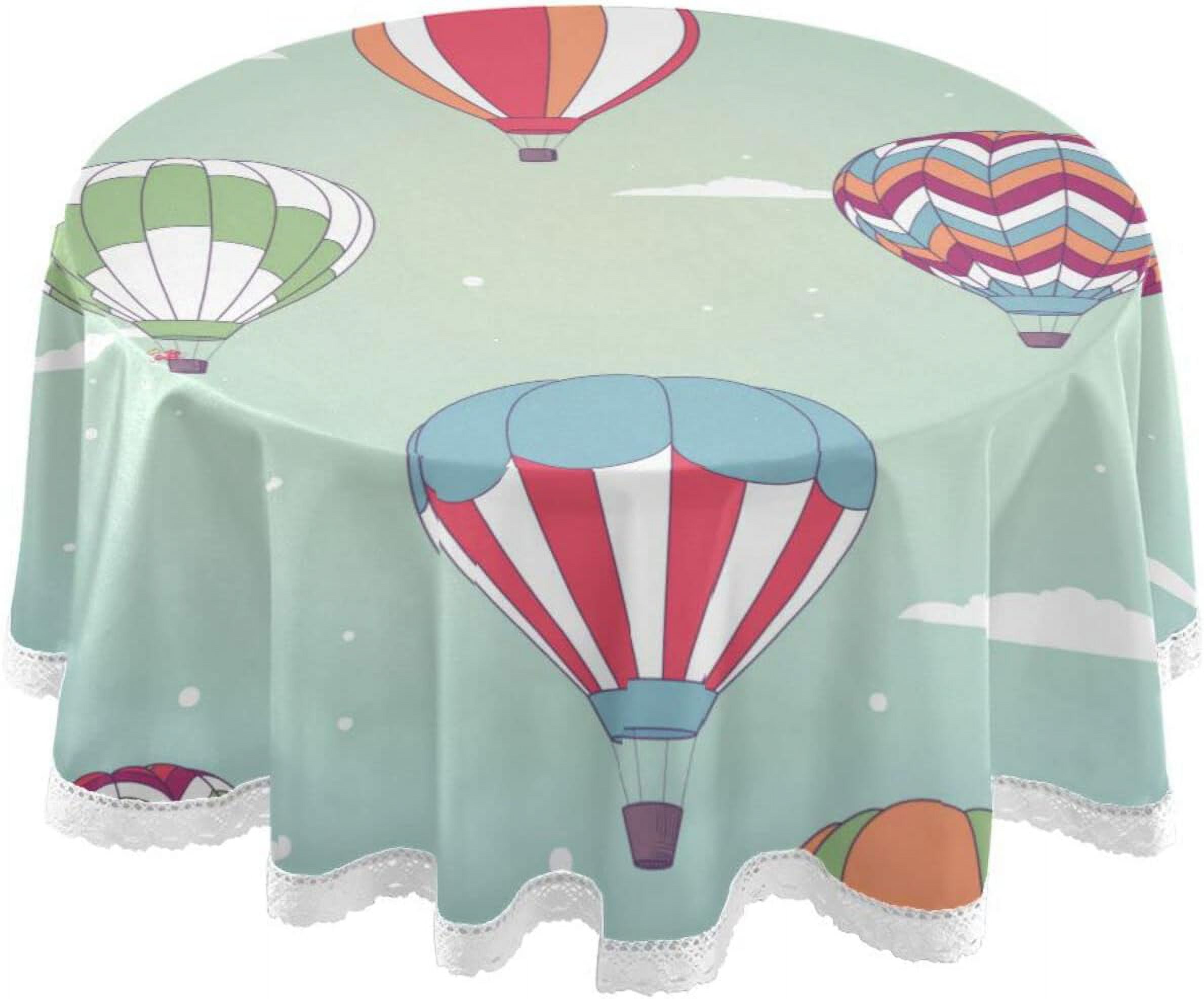 GZHJMY Retro Hot Air Balloon Polyester Fiber Round Lace Tablecloth, Delicate Table Decoration ...