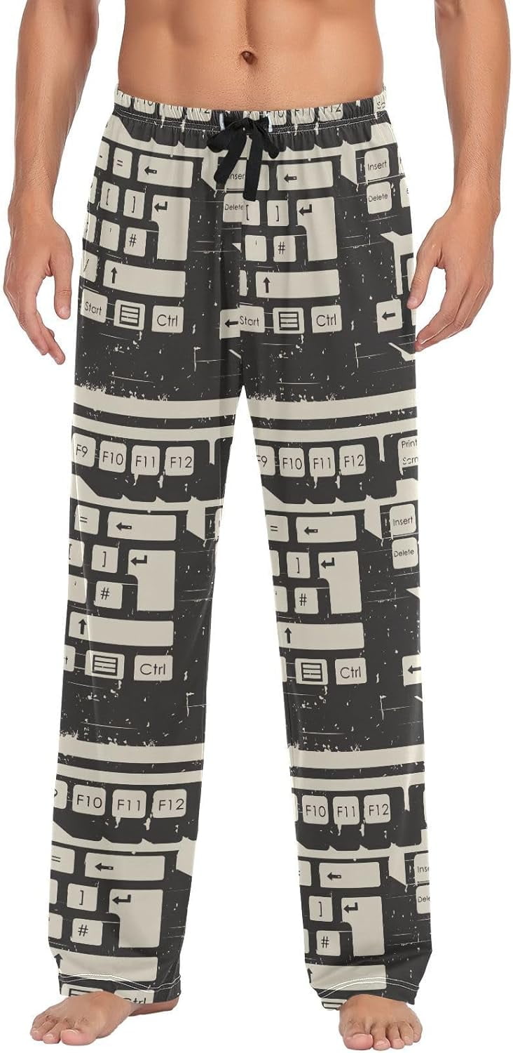 GZHJMY Retro Keyboard Men's Pajama Pants, Loose Lightweight PJs Lounge ...