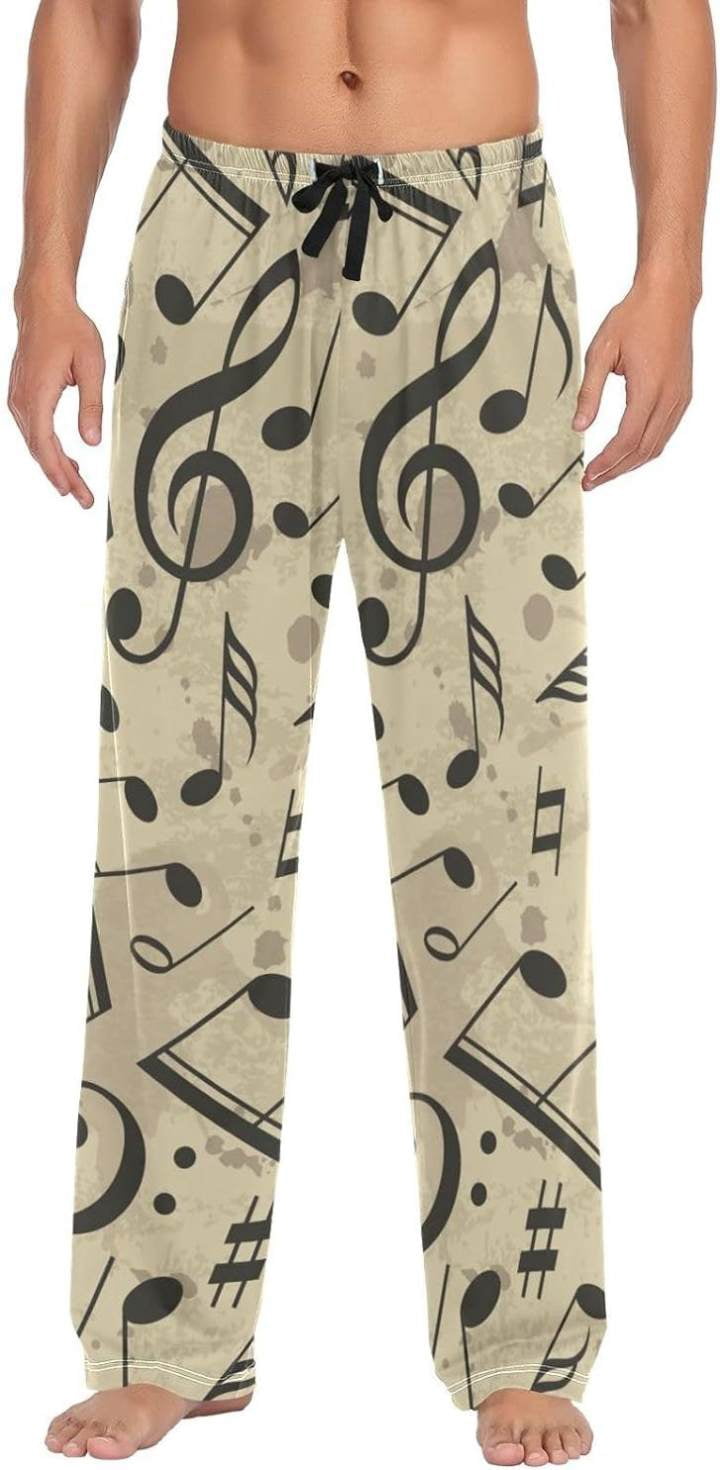 GZHJMY Retro Musical Notes Pajama Pants For Men, Men's Separate Bottoms ...
